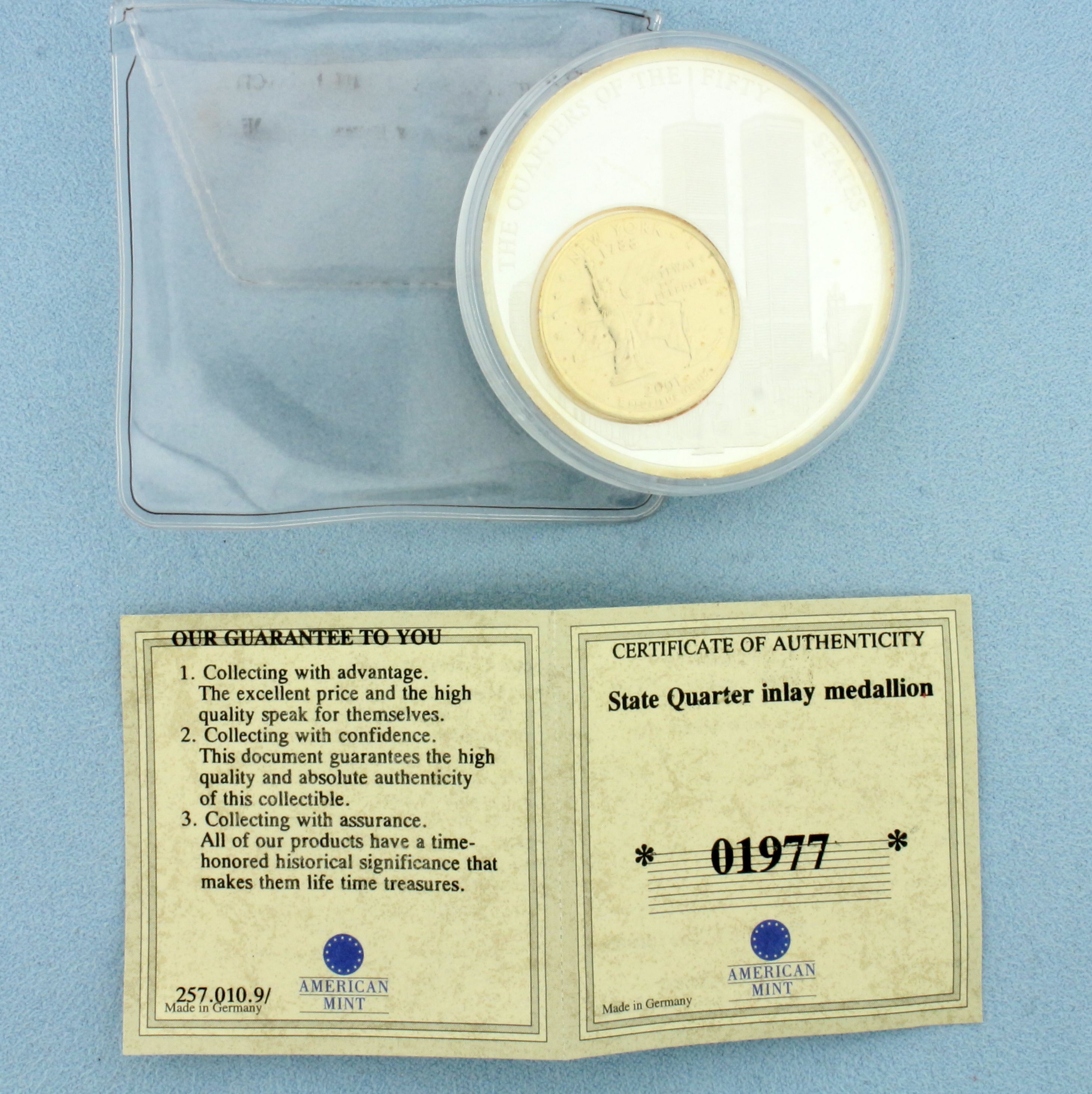 American Mint State Quarter Inlay Minting New York Proof Coin with COA ...
