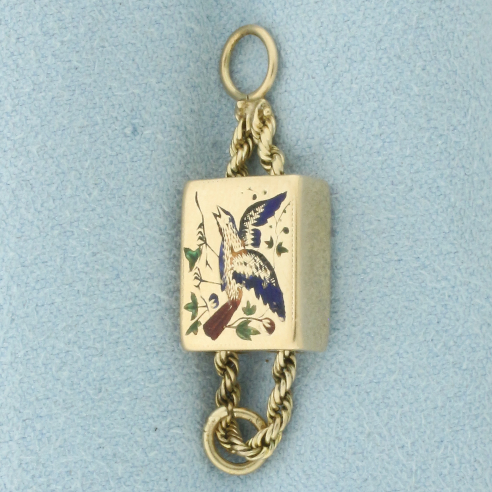Antique Enameled Bird Charm in 14k Yellow Gold | Property Room