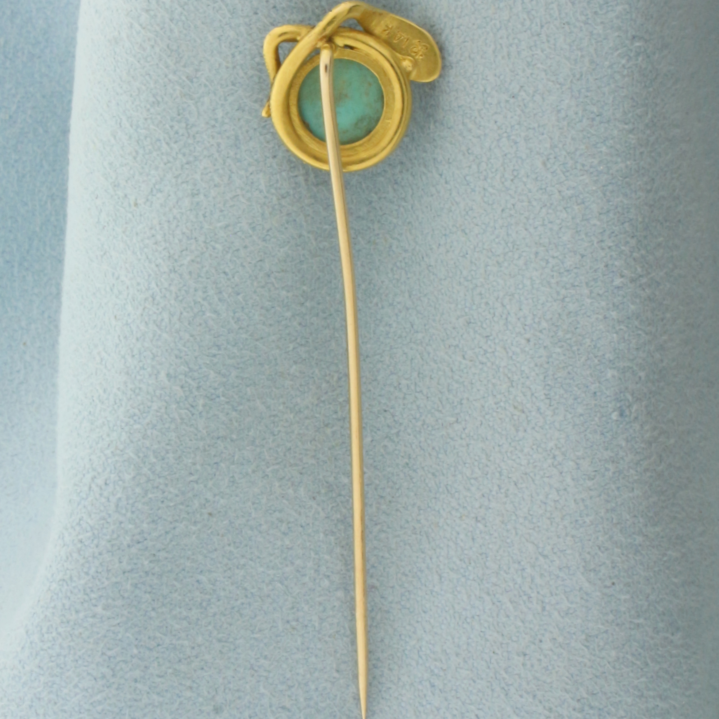 Antique Turquoise Snake Stick Pin in 14k Yellow Gold | Property Room