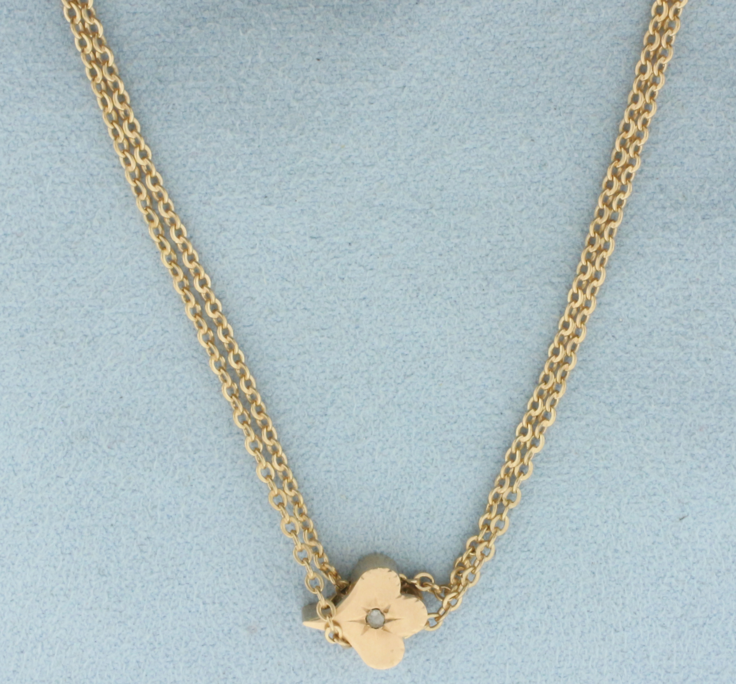 Antique Victorian Old Mine Cut Diamond Guard Chain with Dog Clip ...