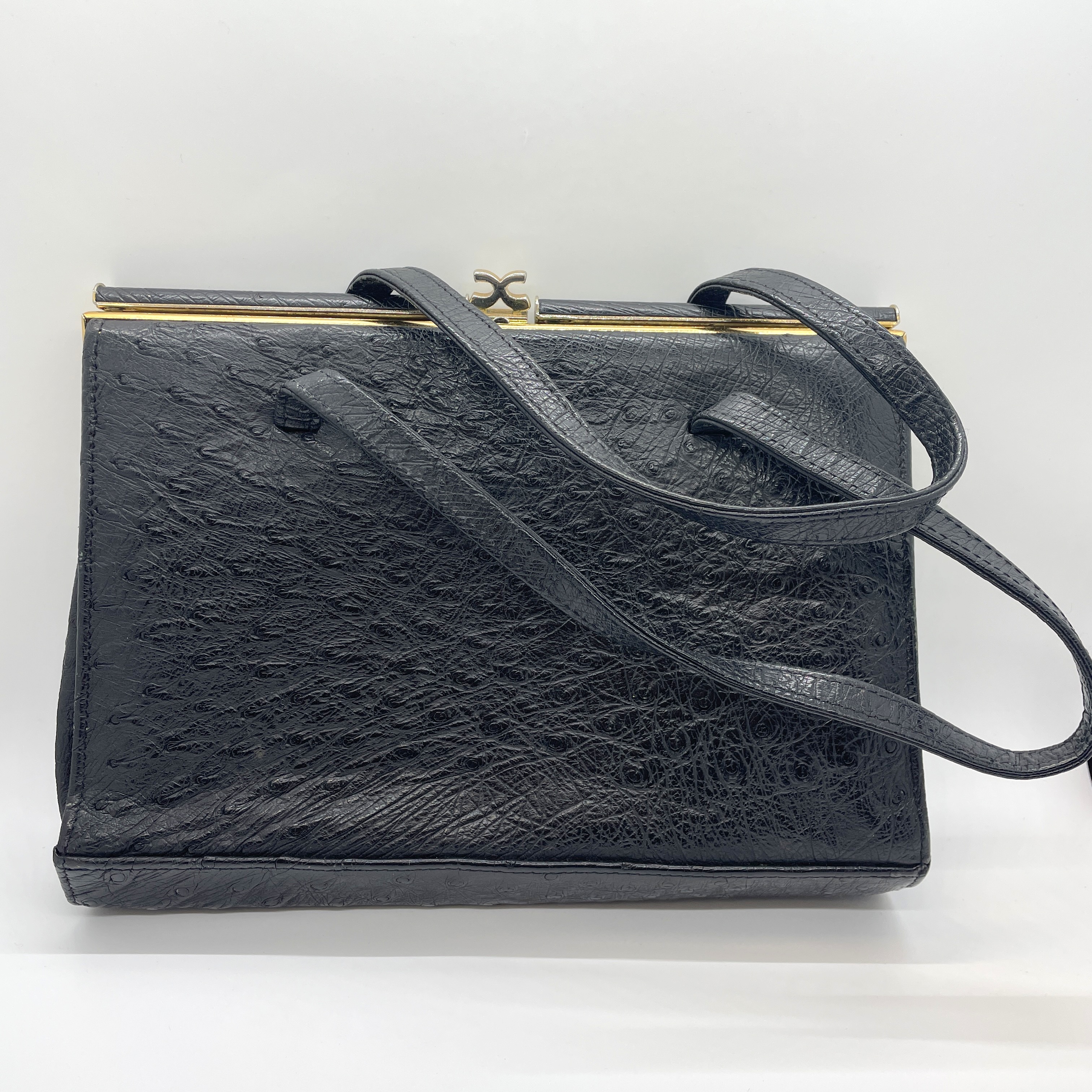 Birk's 1960's Black Ostrich Leather Bag | Property Room