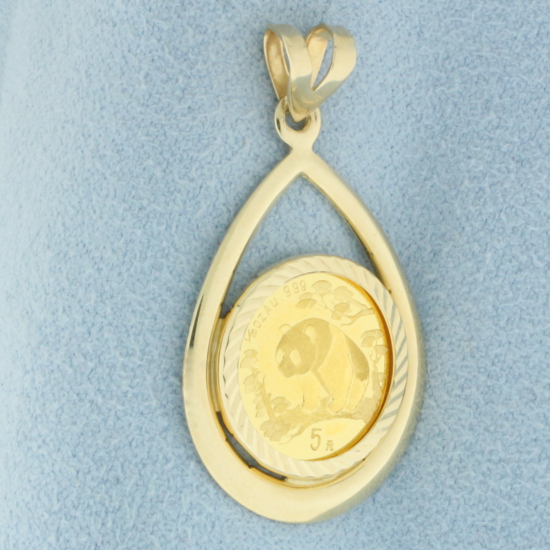 Chinese Gold Panda Coin Pendant in 14k Yellow Gold Mounting | Property Room