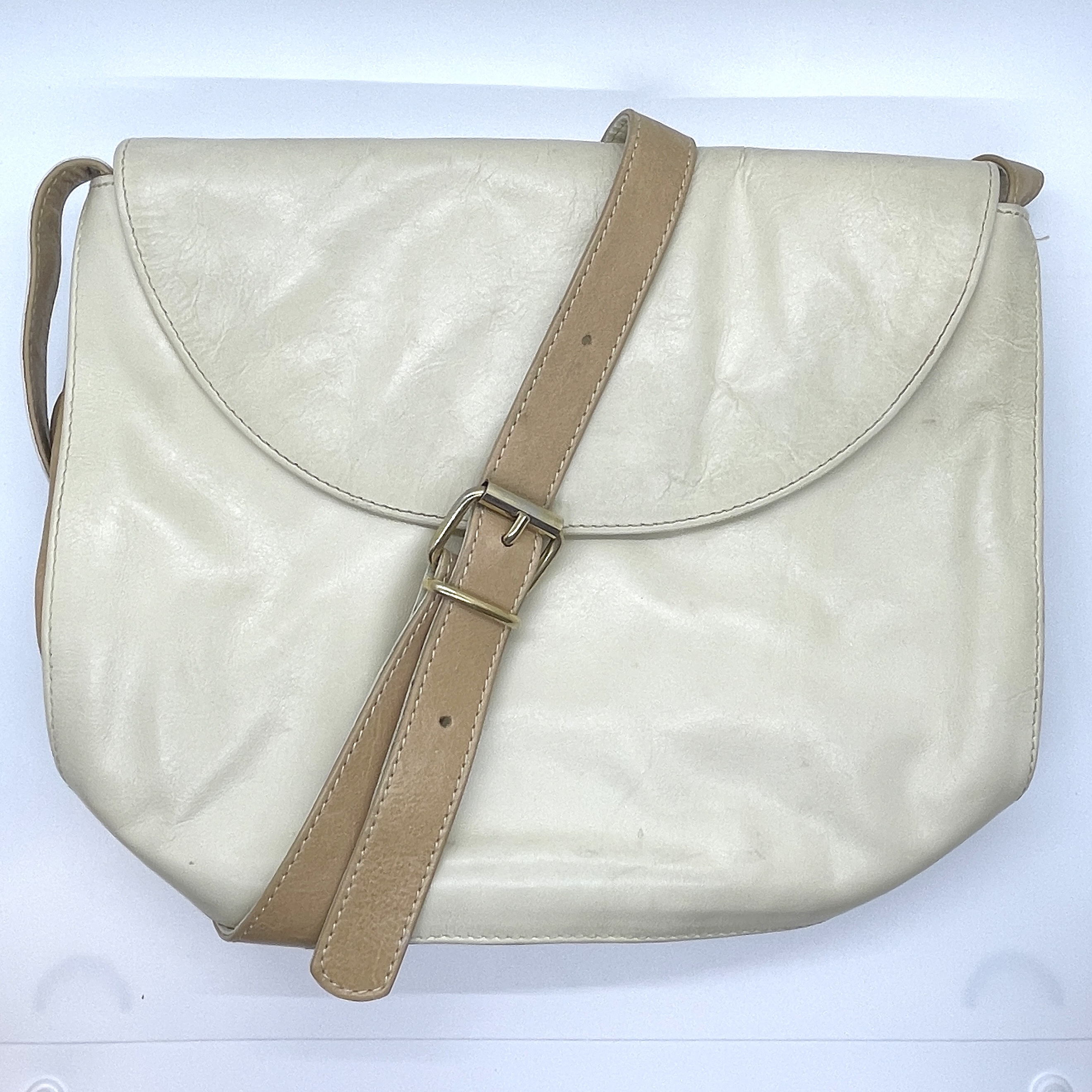 Creed 2 Tone Cream Beige Leather Bag | Property Room