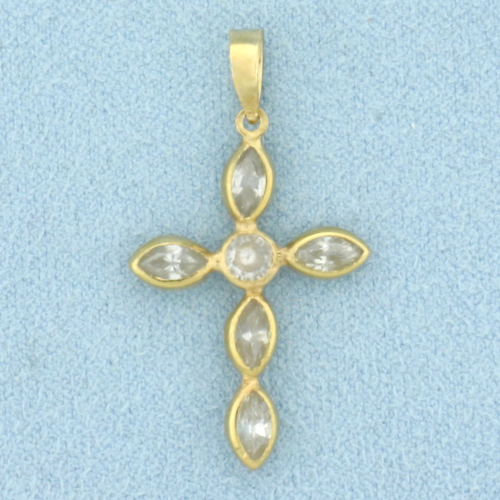 CZ Cross Pendant in 14k Yellow Gold | Property Room