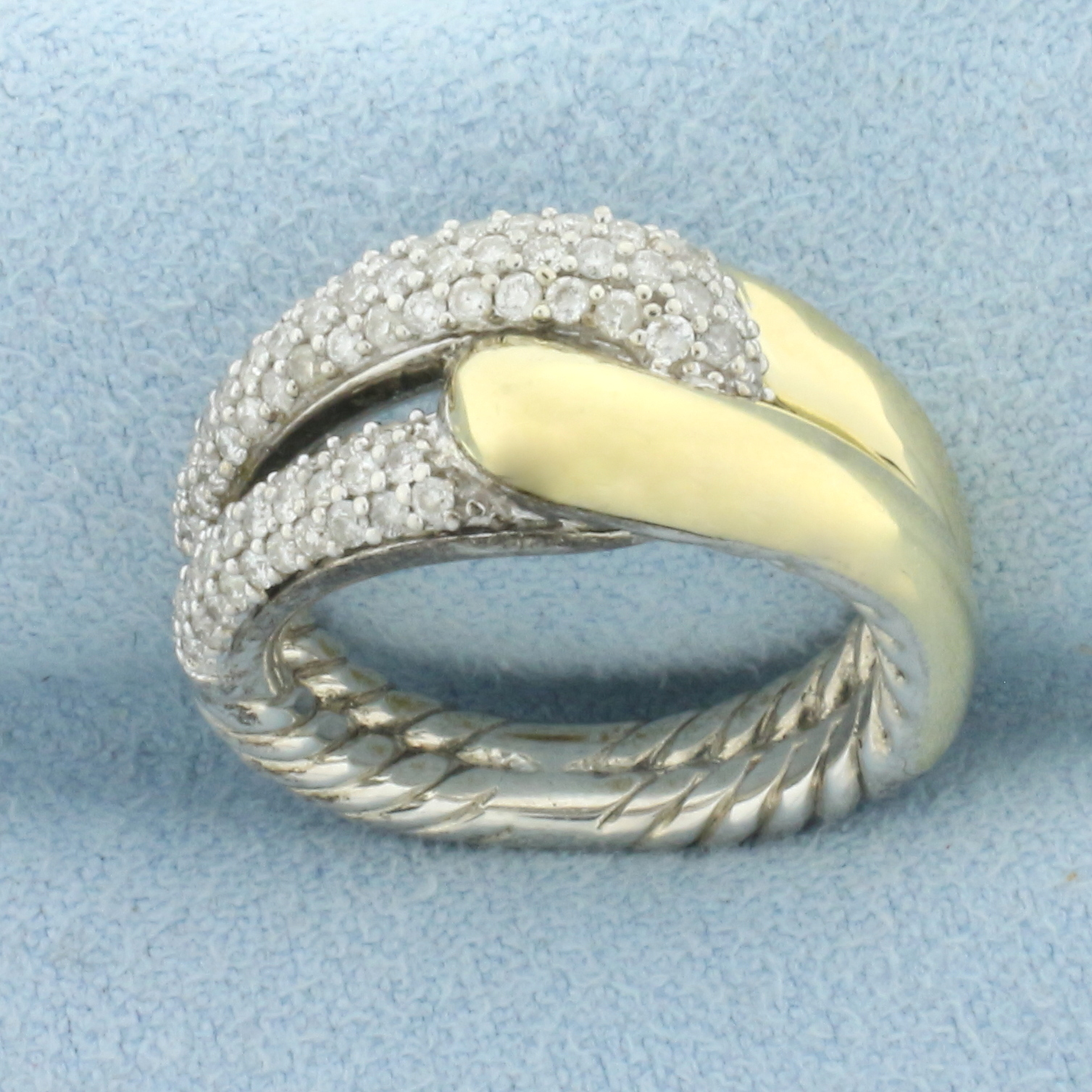 David Yurman Labyrinth Diamond Loop Ring in 18k Yellow Gold and ...