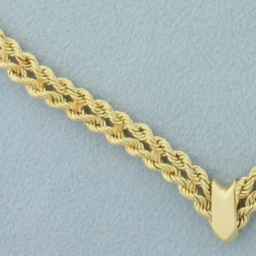 Designer Double Rope Link Chain Necklace in 14k Yellow Gold | Property Room