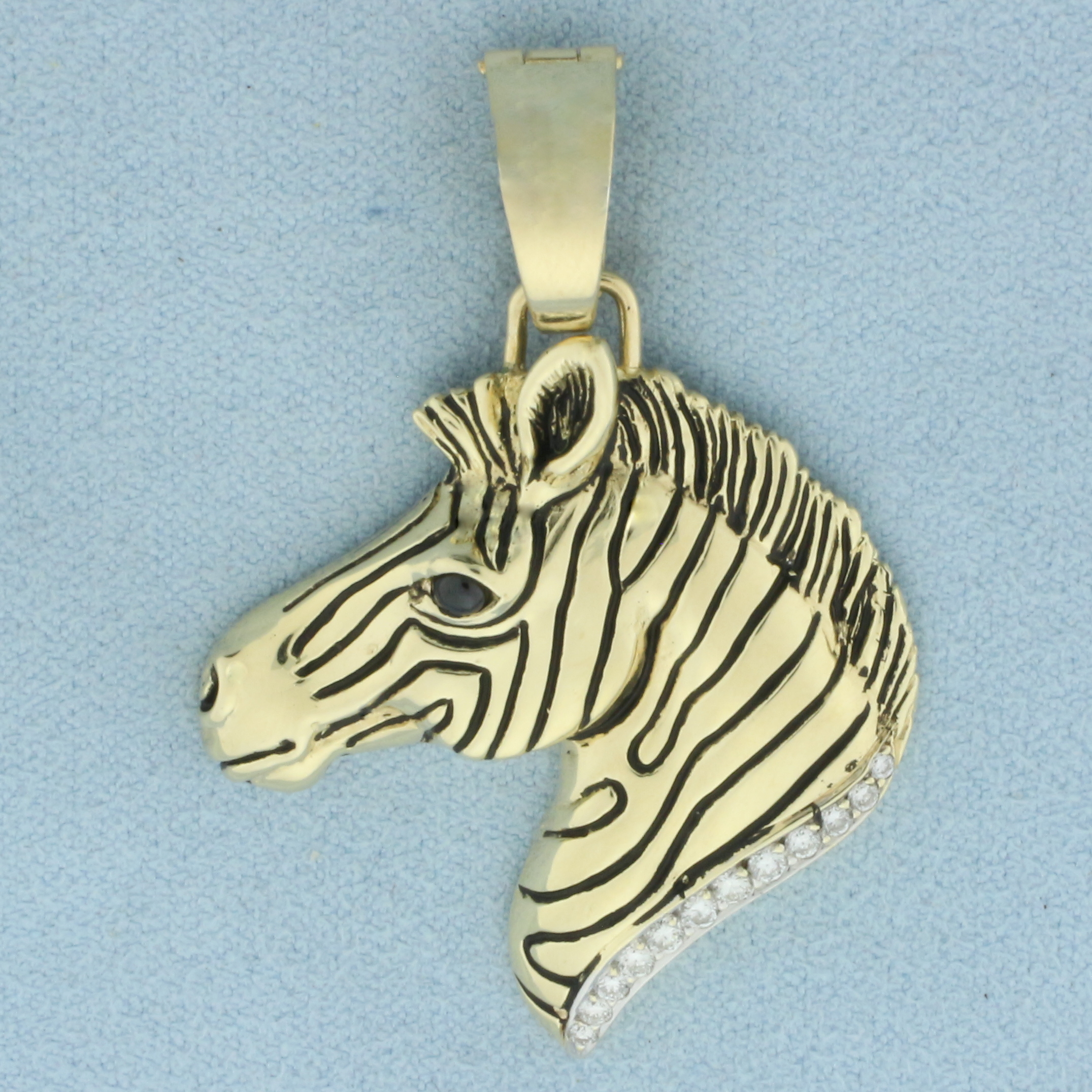 Diamond and Sapphire Zebra Pendant in 14k Yellow Gold | Property Room