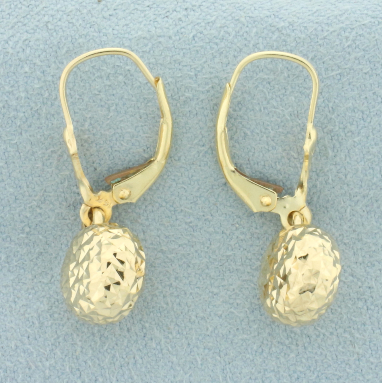Diamond Cut Ball Bea Dangle Earrings in 14k Yellow Gold | Property Room