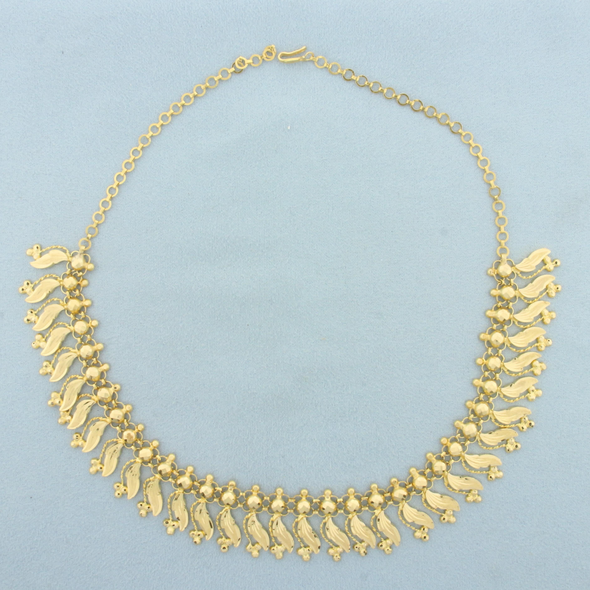 Diamond Cut Leaf Design Necklace in 22k Yellow Gold | Property Room