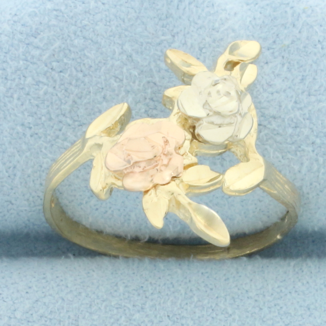 Diamond Cut Rose Flower Ring in 14k Yellow, White, and Rose Gold ...