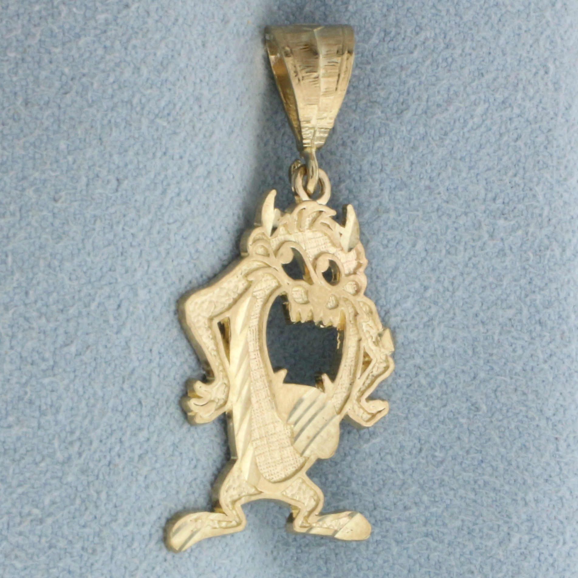 Diamond Cut Tasmanian Devil Pendant in 14k Yellow Gold | Property Room