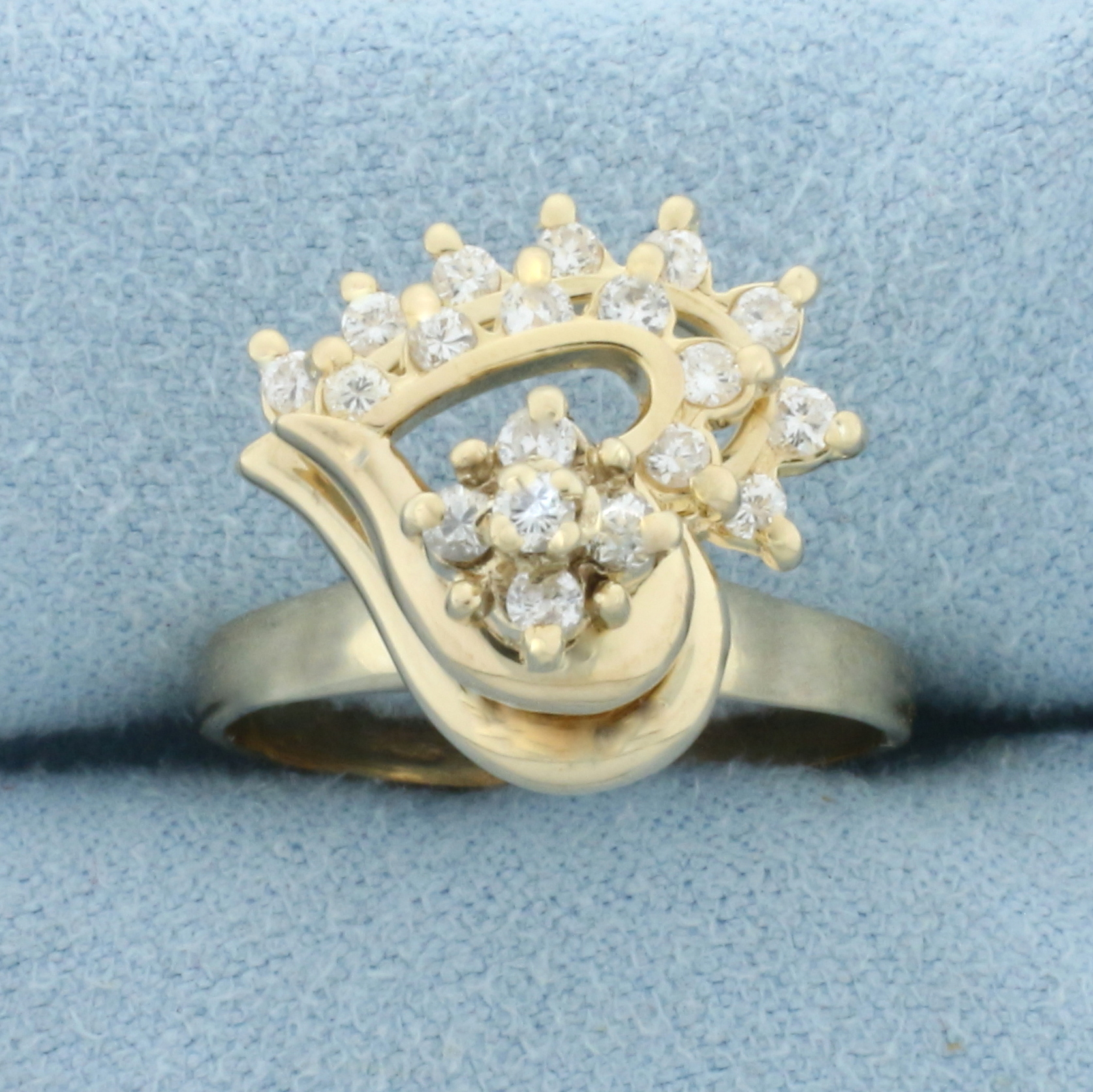 Diamond Heart Spinning Motion Swing-a-Ring in 14k Yellow Gold ...