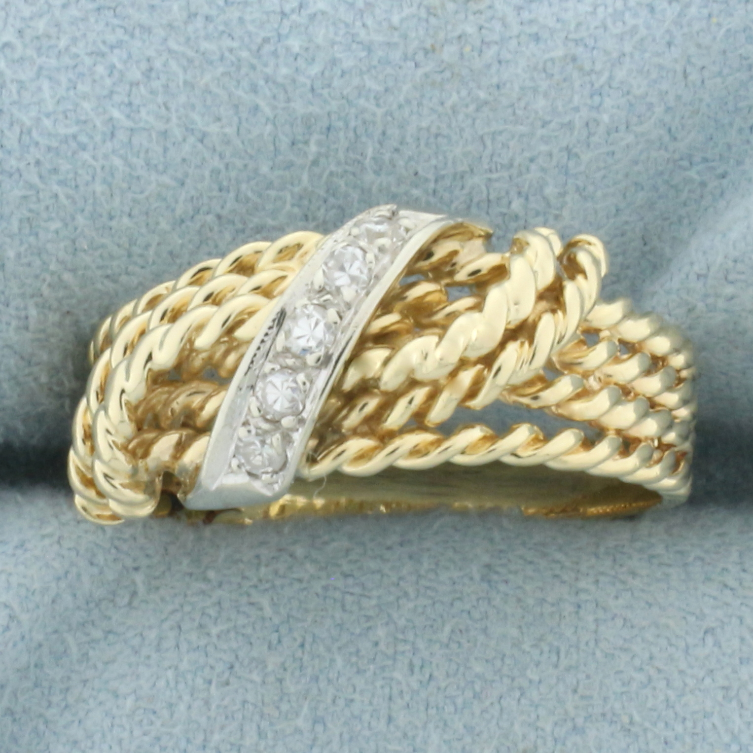 Diamond Rope Design Ring in 14k Yellow Gold | Property Room