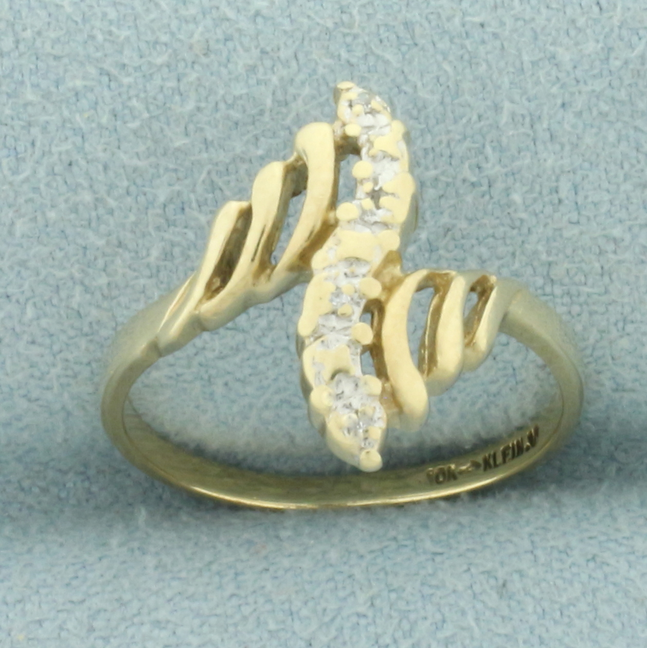 Diamond Swirl Design Bypass Ring in 10k Yellow Gold | Property Room