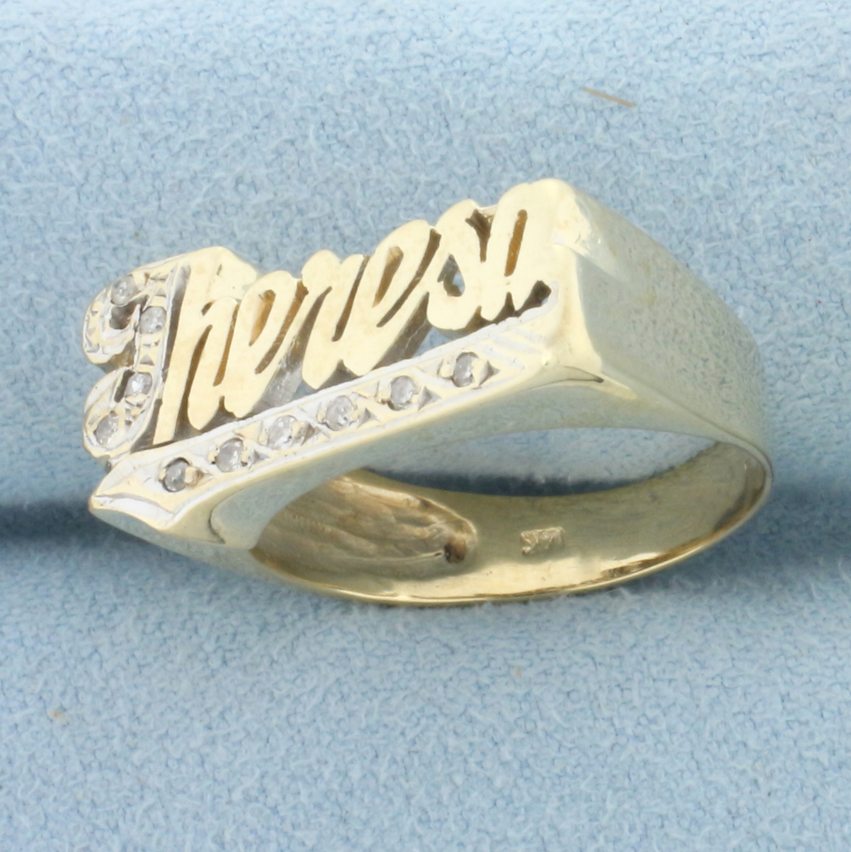 Diamond Theresa Name Ring in 14k Yellow Gold | Property Room