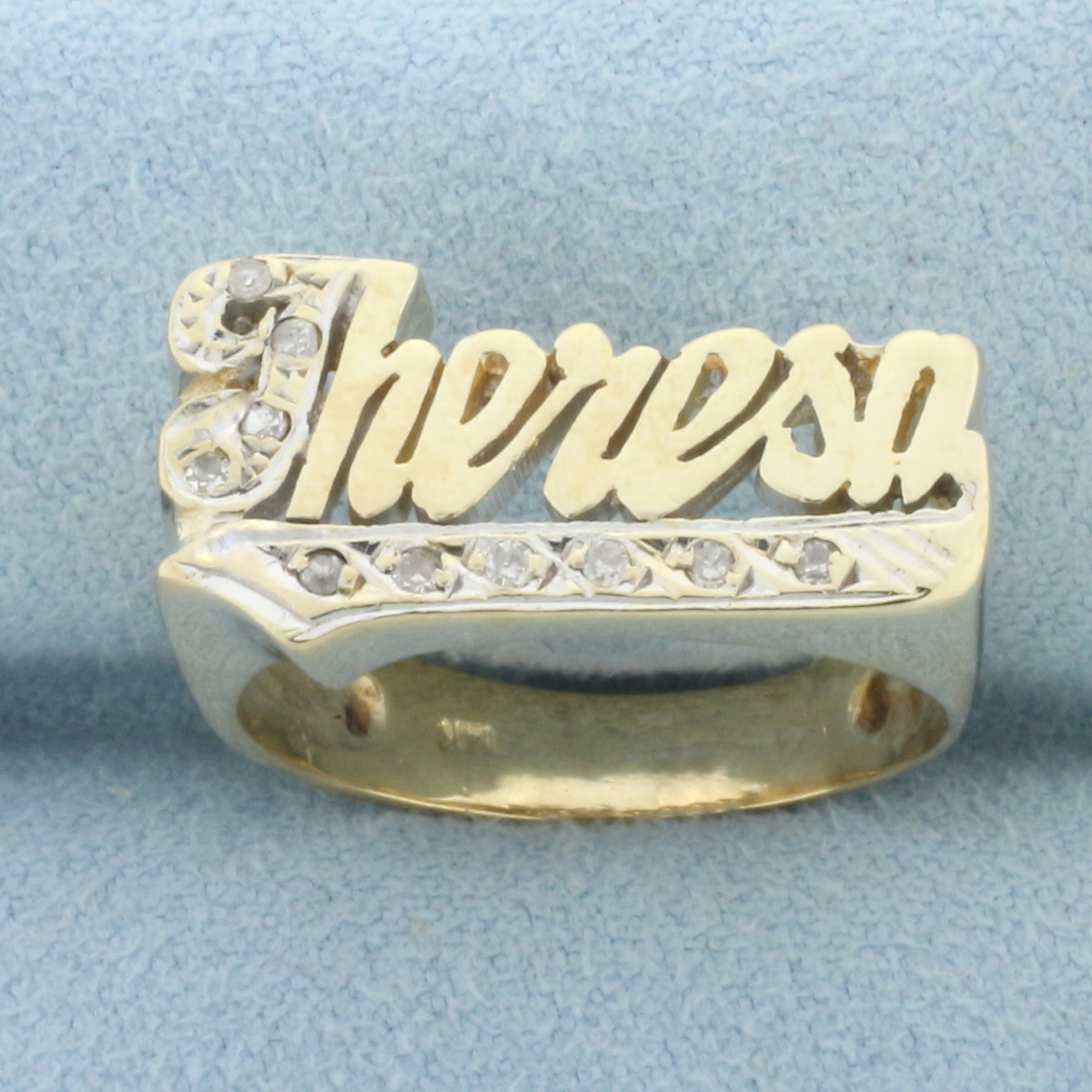 Diamond Theresa Name Ring in 14k Yellow Gold | Property Room