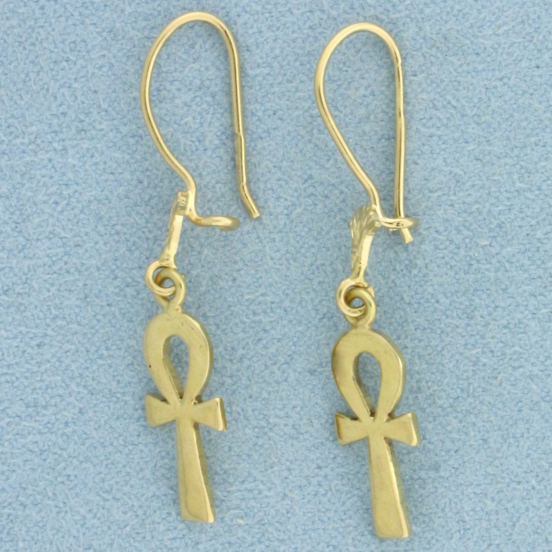 Egyptian Ankh Dangle Earrings in 21k Yellow Gold | Property Room
