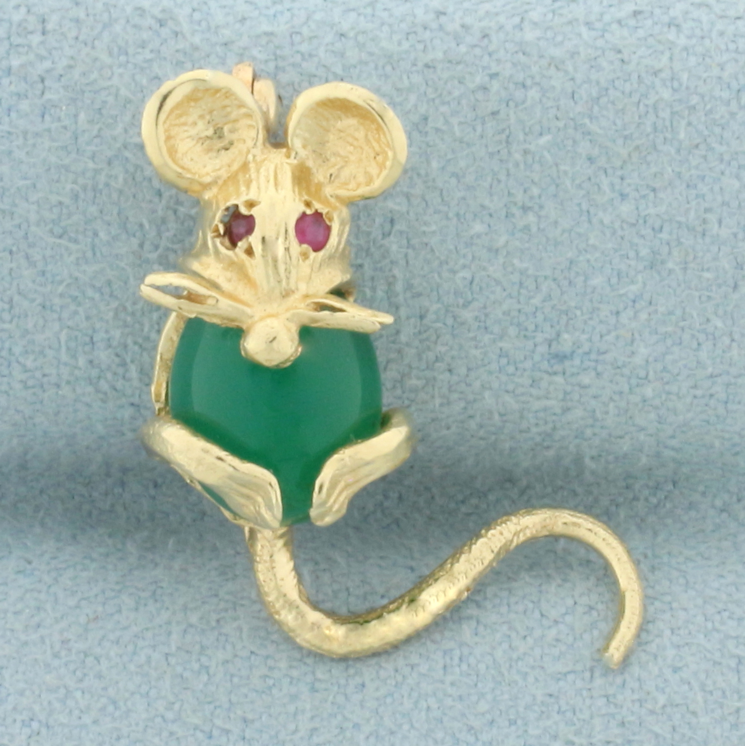 Emerald and Ruby Mouse Pin in 14k Yellow Gold | Property Room