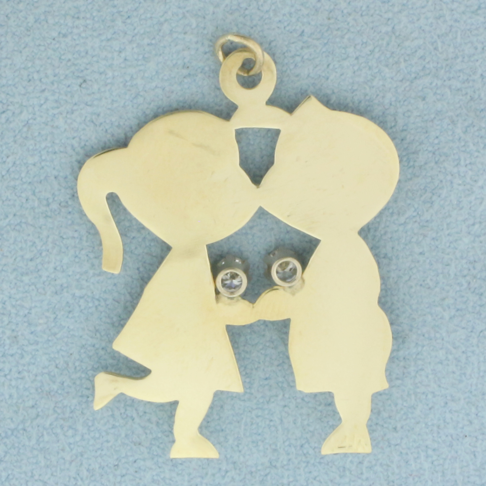 Engravable Boy and Girl Kissing Love Diamond Pendant or Charm in 14k ...