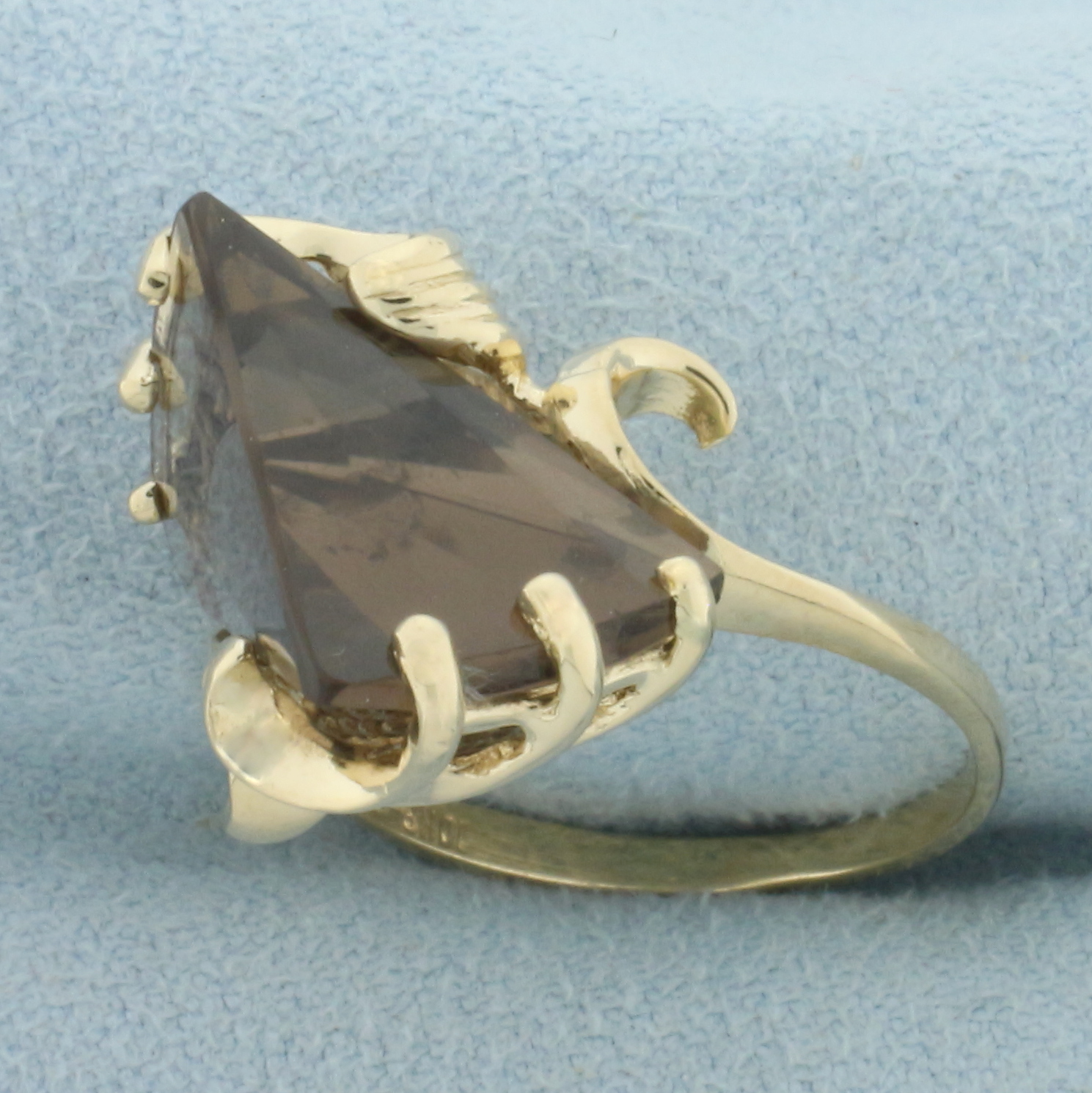 Fancy Cut Smoky Topaz Swoop Ring 10k Yellow Gold | Property Room
