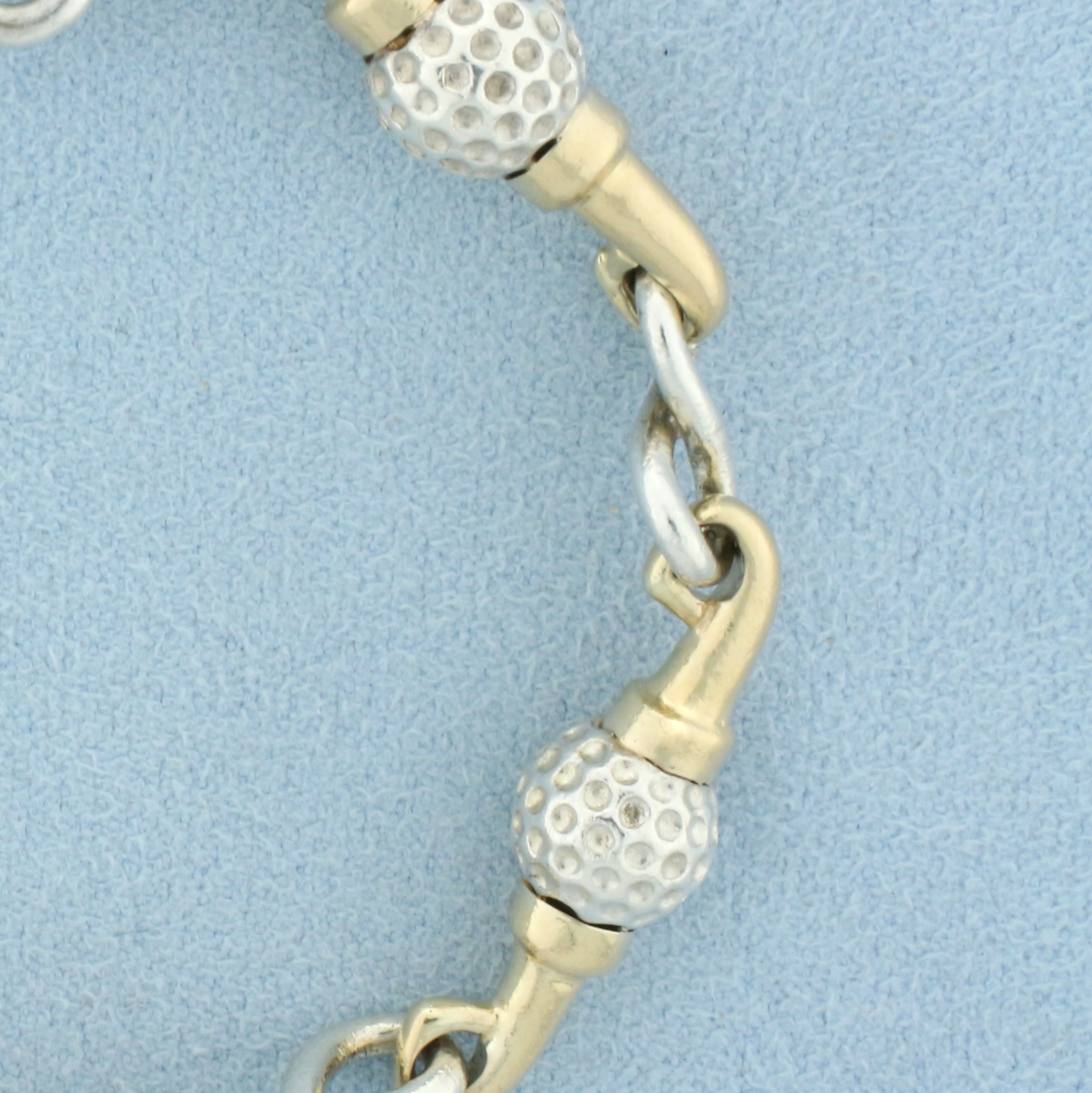 Golf Ball Link Chain Bracelet in 14K Yellow Gold and Sterling Silver ...