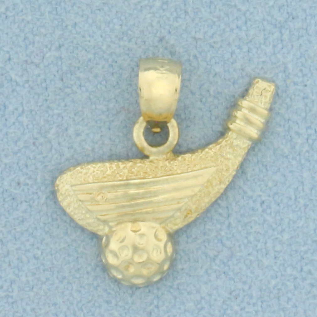 Golf Club Head and Golf Ball Pendant or Charm in 14k Yellow Gold ...