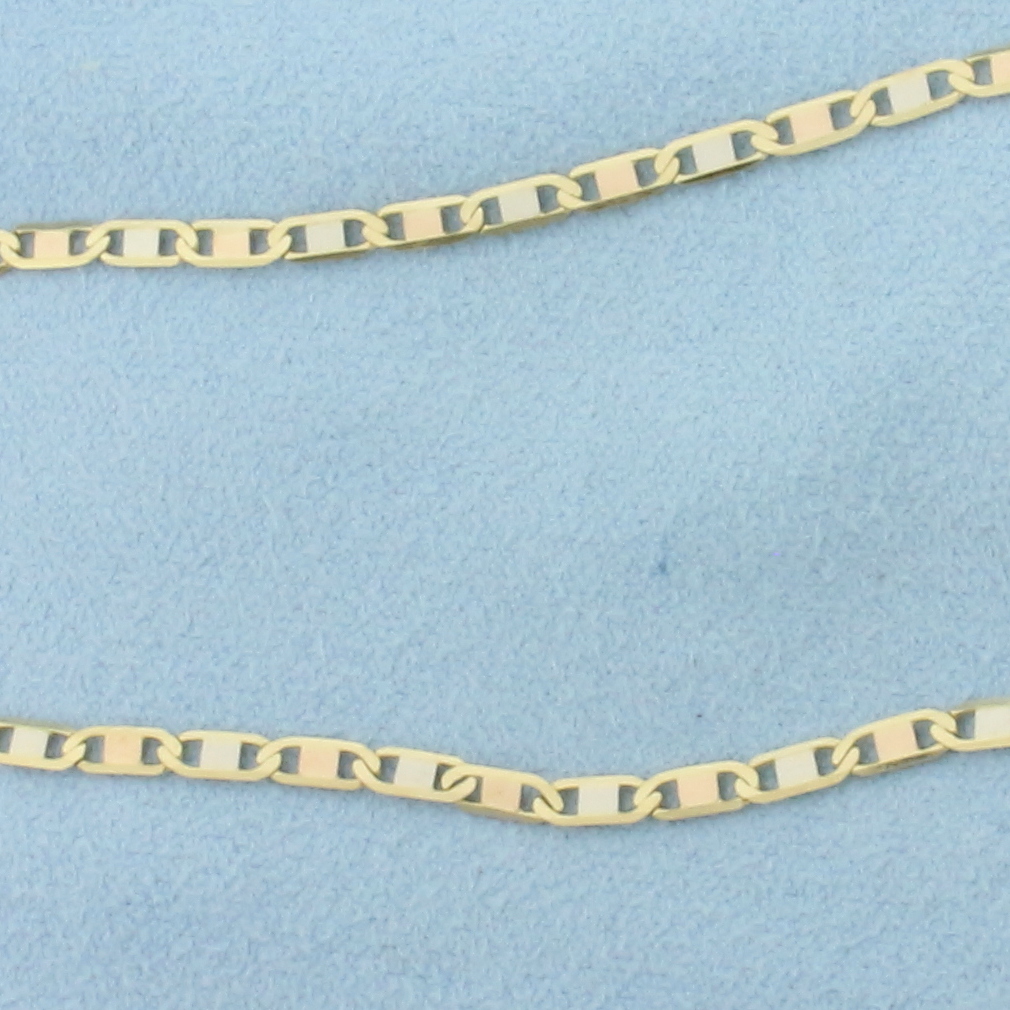 Italian 20 Inch Beveled Anchor Mariner Two Tone Chain Necklace in 18k ...