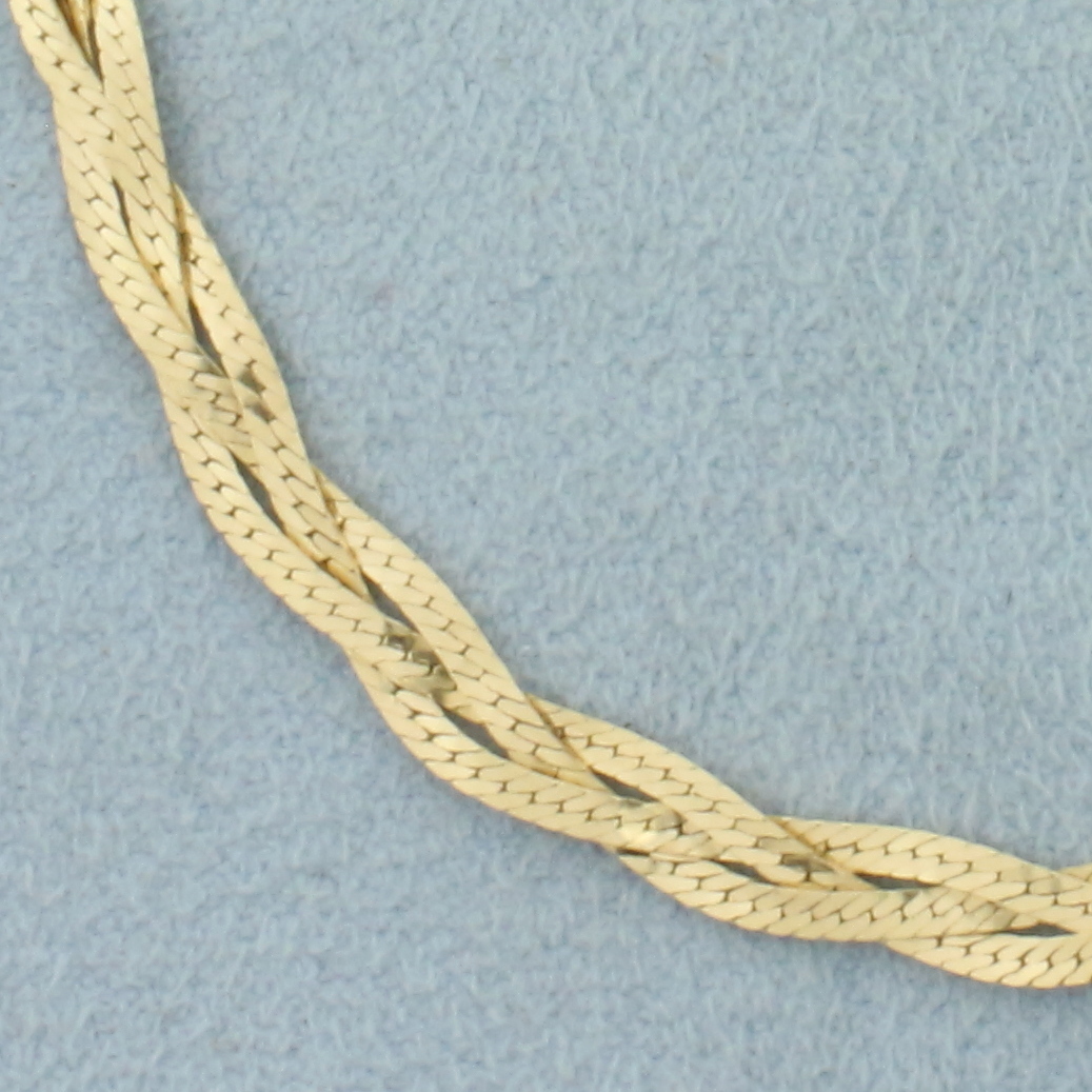 Italian Braided Herringbone Link Bracelet in 18K Yellow Gold | Property ...