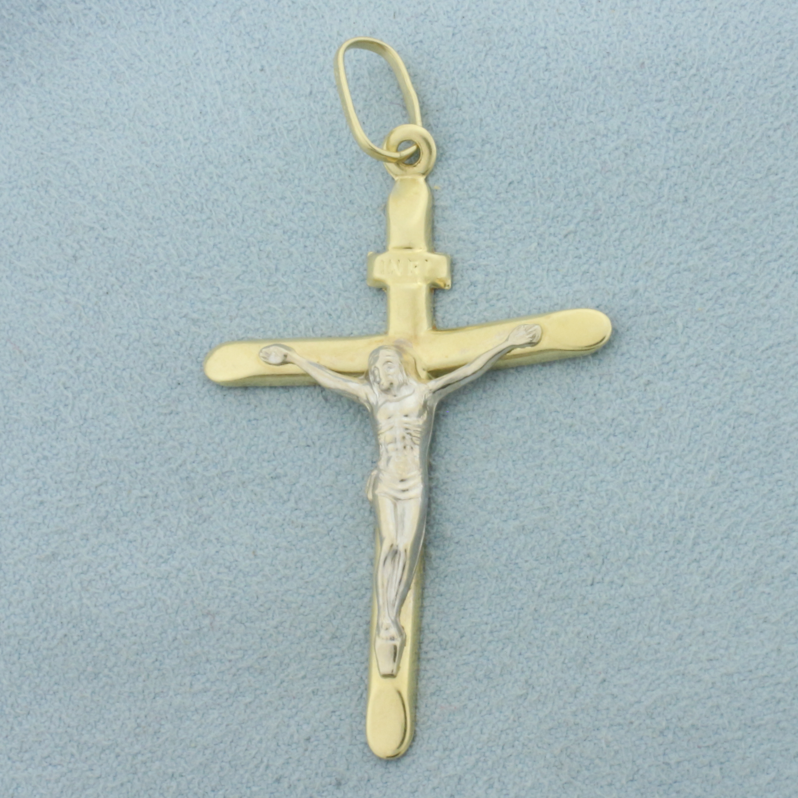 Italian Crucifix Cross Pendant in 14k Yellow and White Gold | Property Room