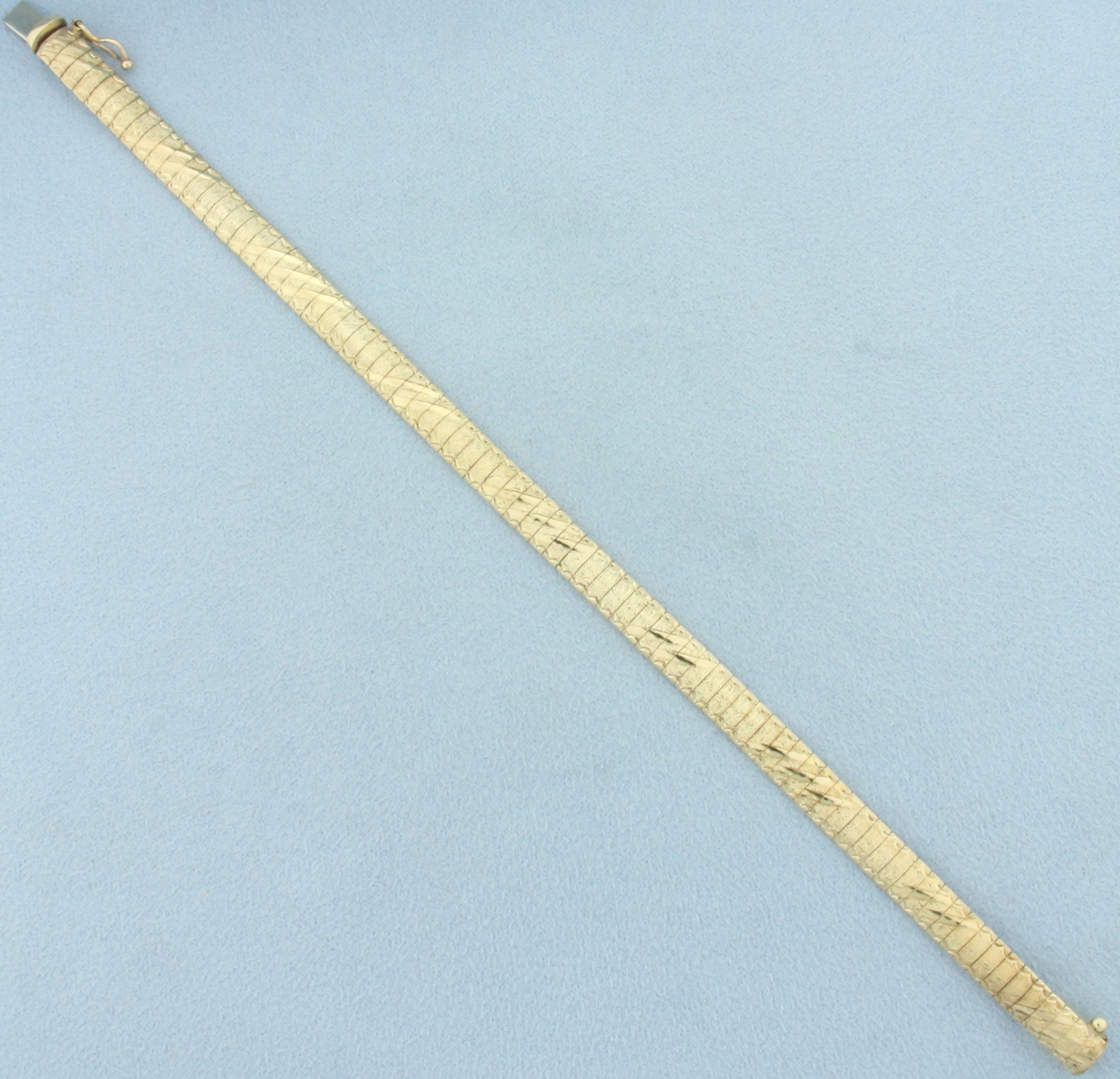 Italian Diamond Cut and Sandblasted Finish Omega Bracelet in 10k Yellow ...