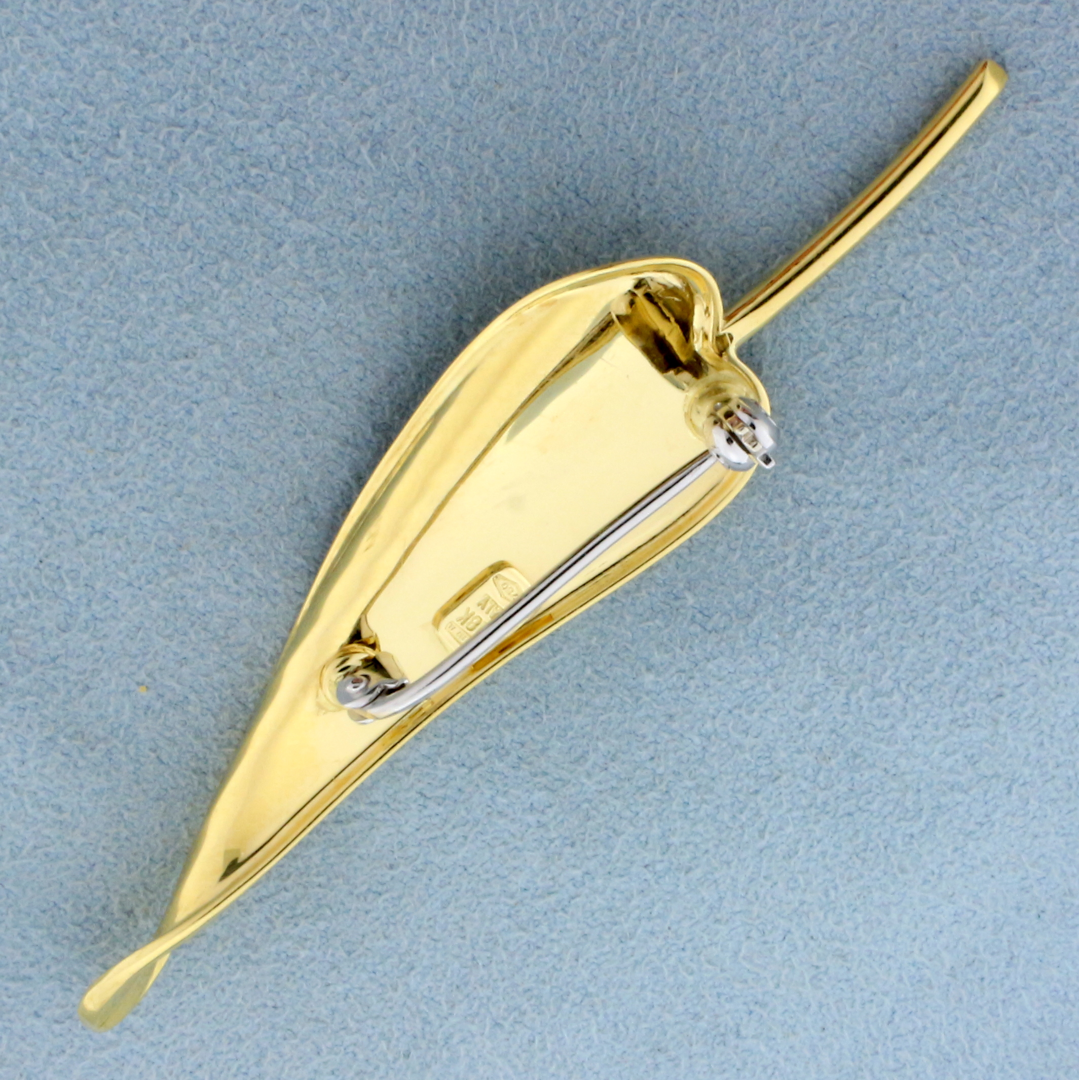 Italian Made Diamond Feather Pin in 18K Yellow Gold | Property Room
