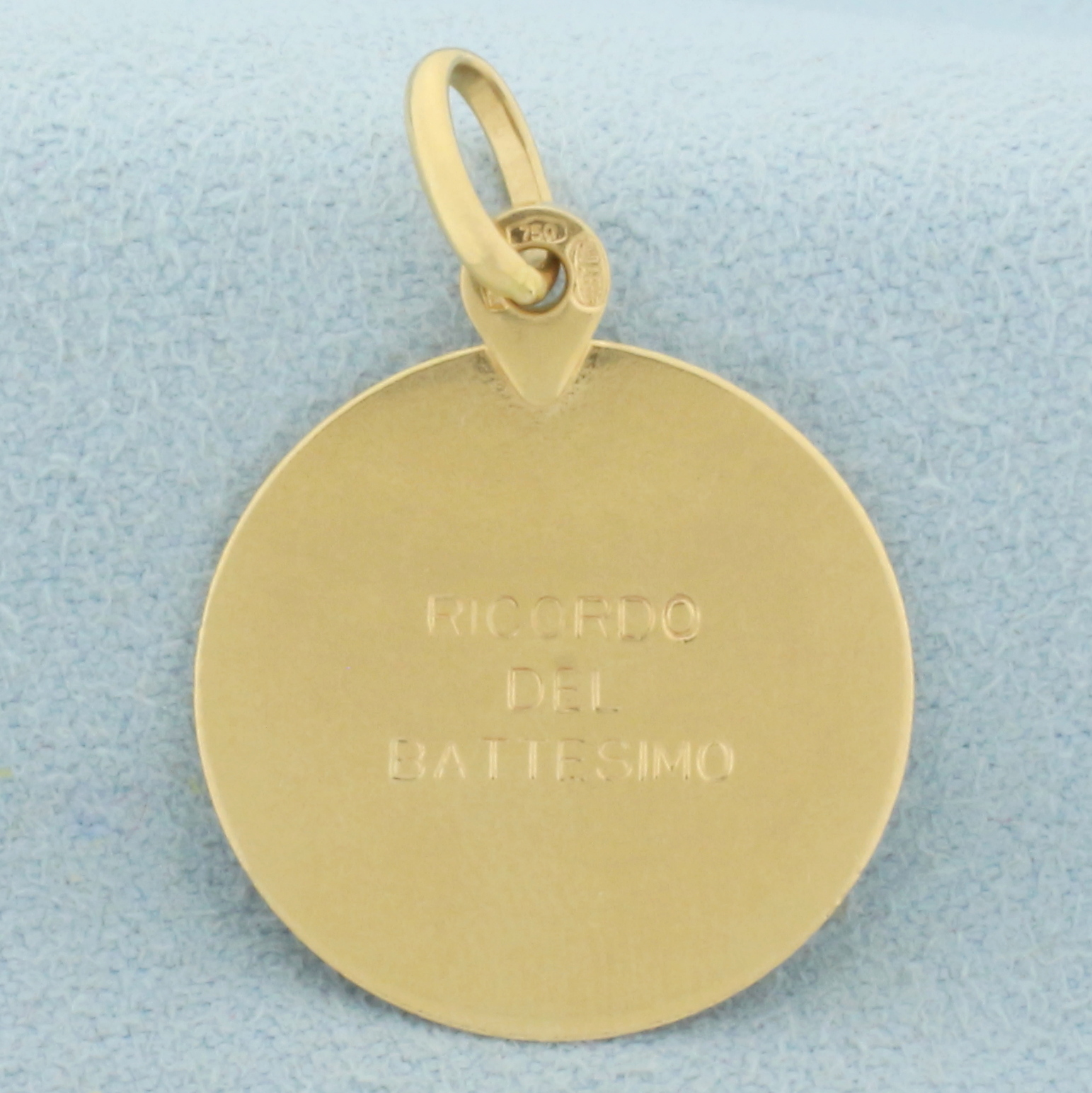 Italian Made Ricordo Del Battesimo Baptism Pendant in 18k Yellow Gold ...