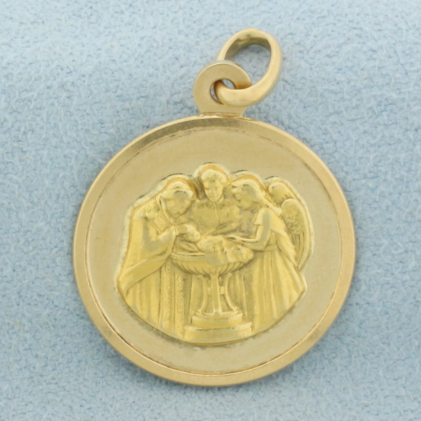 Italian Made Ricordo Del Battesimo Baptism Pendant in 18k Yellow Gold ...