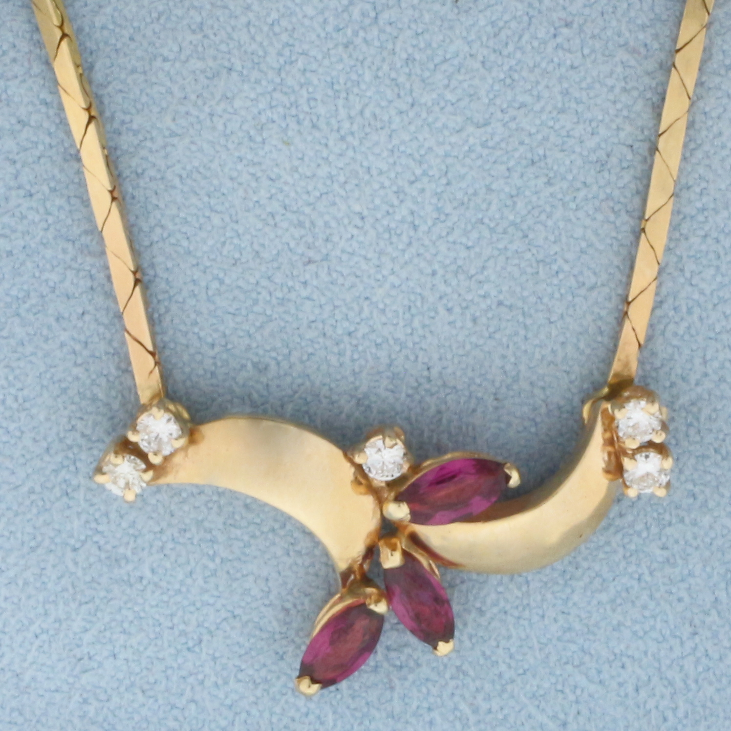 Italian Made Ruby and Diamond Necklace in 14K Yellow Gold | Property Room