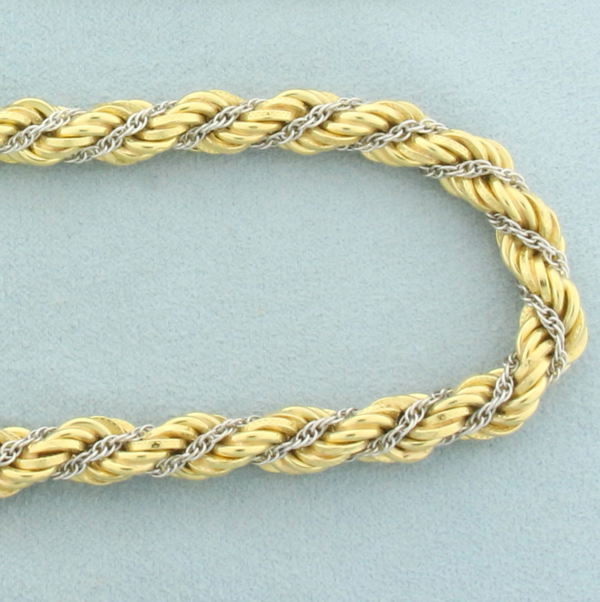 Italian Two Tone Rope Link Necklace in 18k Yellow and White Gold ...