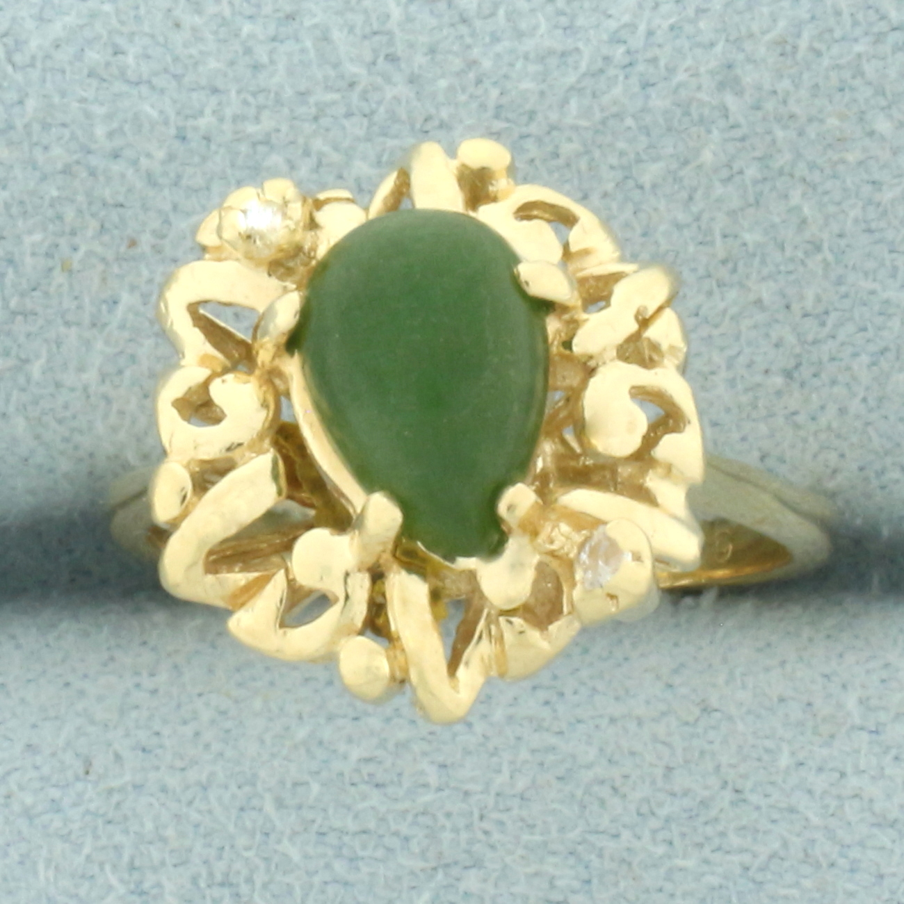 Jade Freeform Ring in 14k Yellow Gold | Property Room