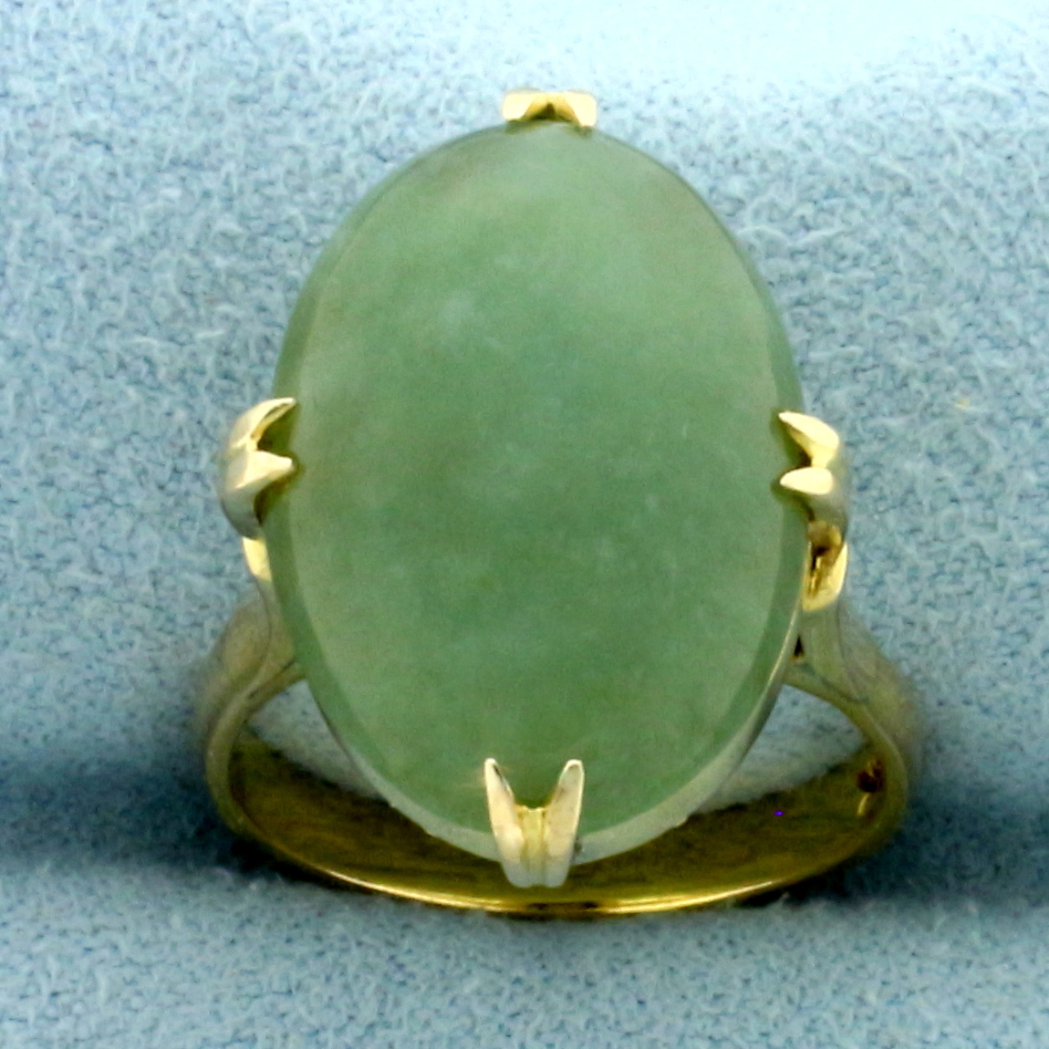 Jade Solitaire Statement Ring in 14k Yellow Gold | Property Room