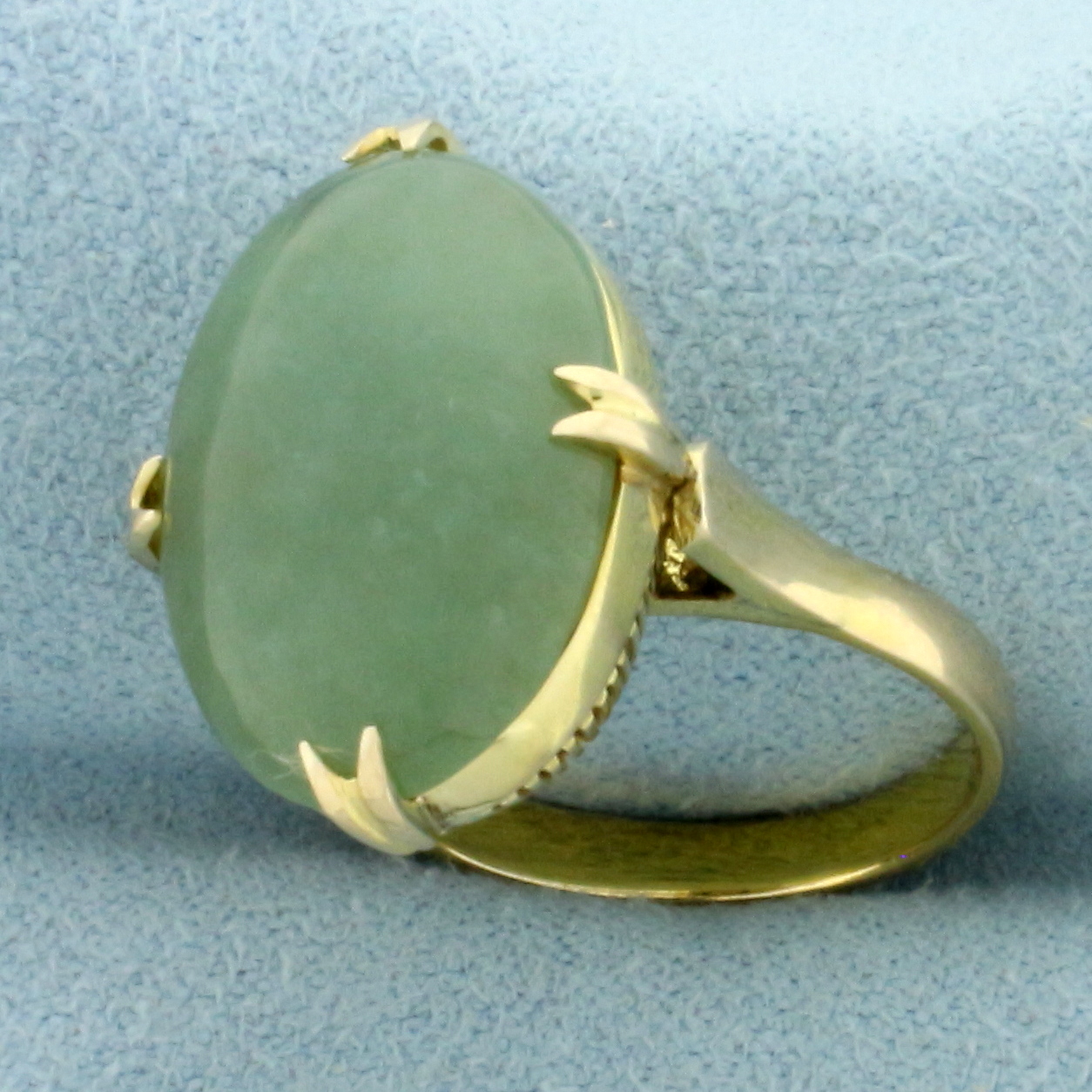 Jade Solitaire Statement Ring in 14k Yellow Gold | Property Room