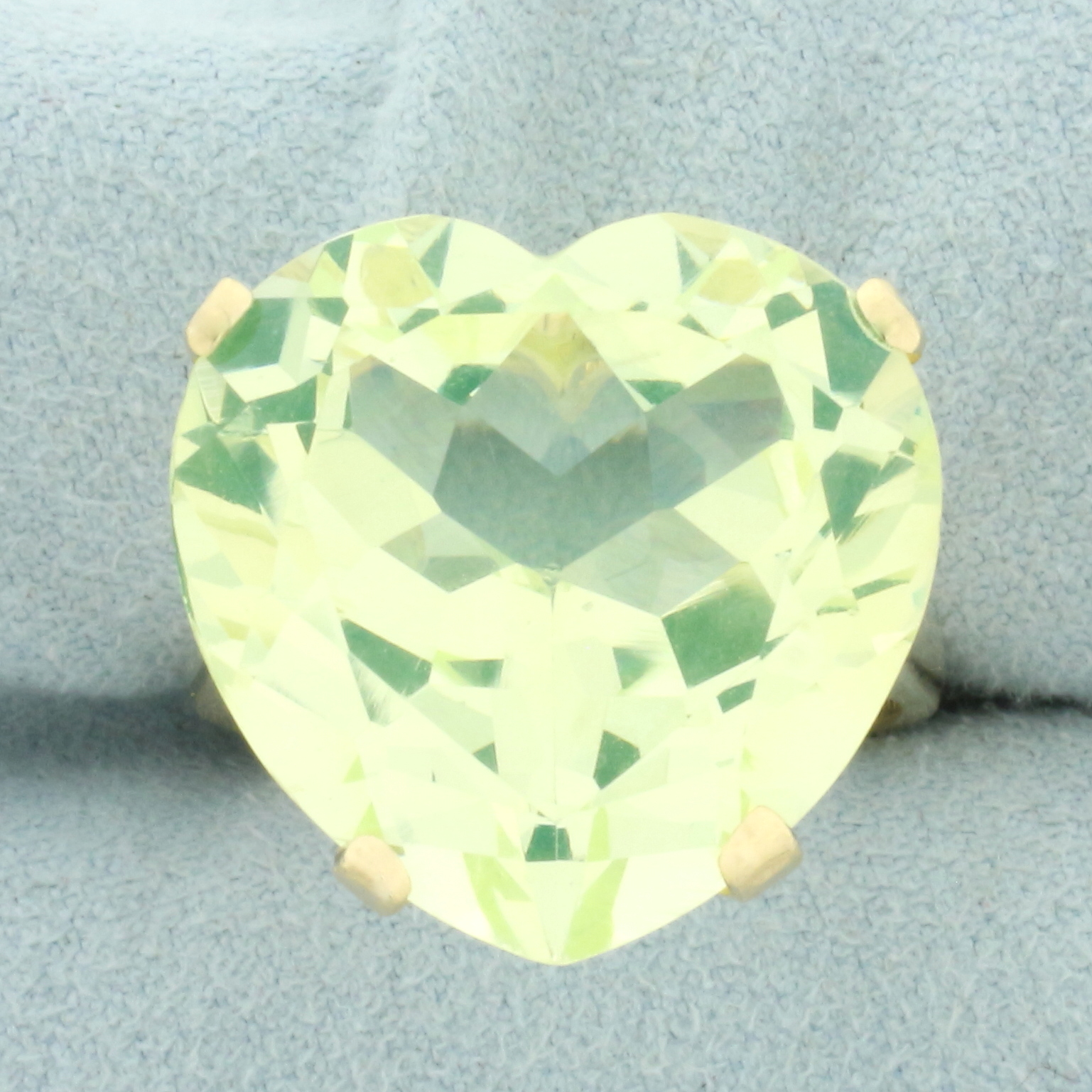 Large Ceylon Green Spinel Heart Ring in 14k Yellow Gold | Property Room