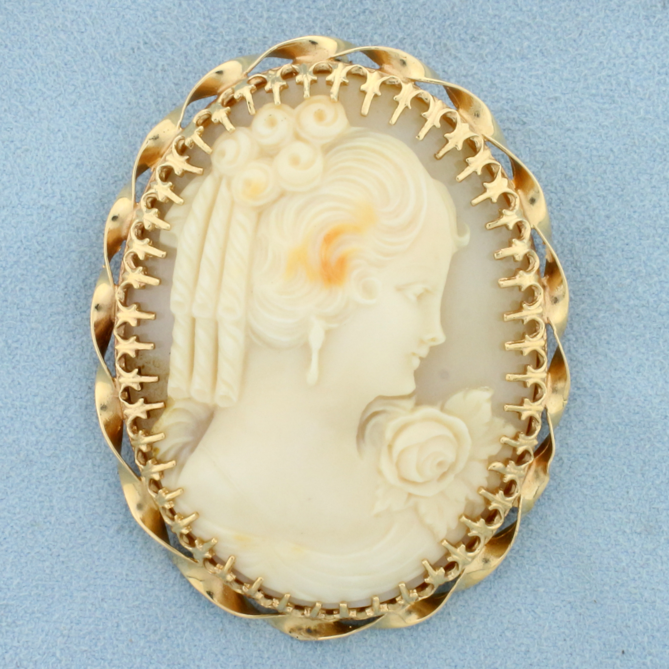 Large Vintage Cameo Pin or Pendant in 14K Yellow Gold | Property Room