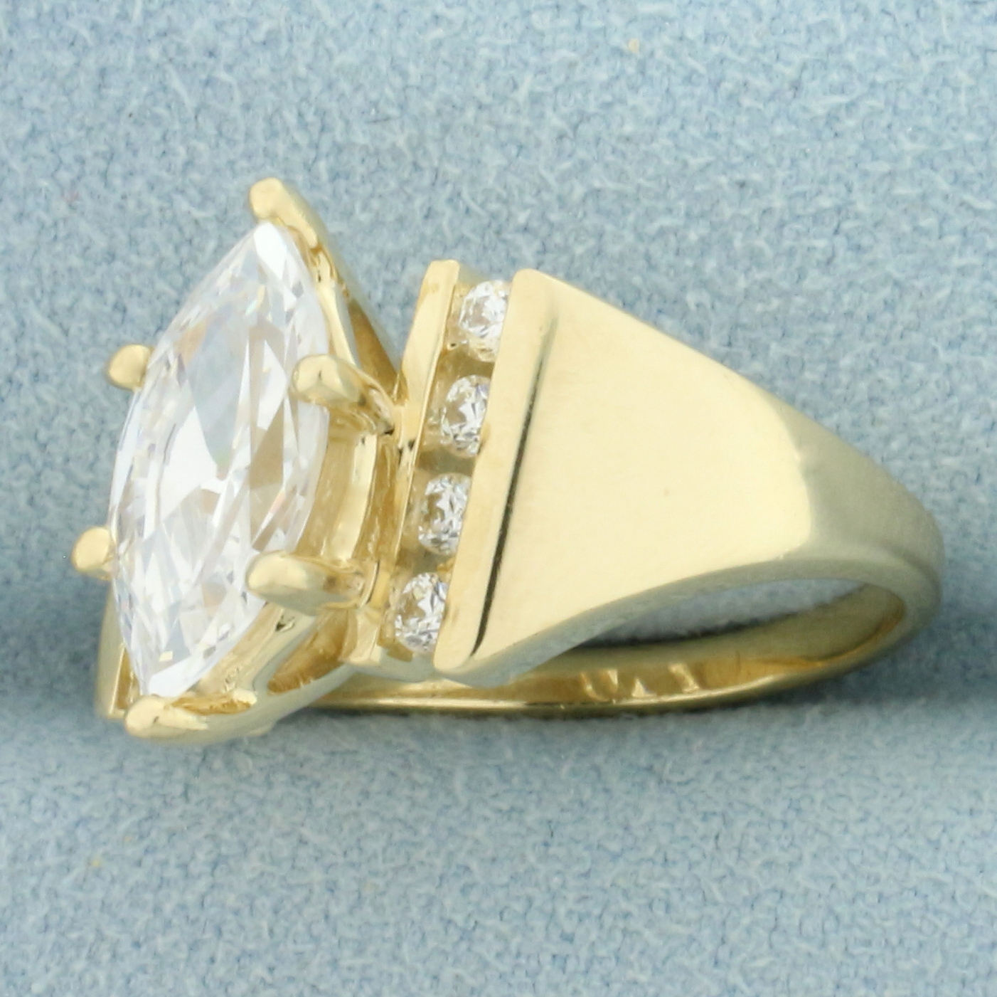 Marquise CZ Bypass Engagement Ring in 14K Yellow Gold | Property Room