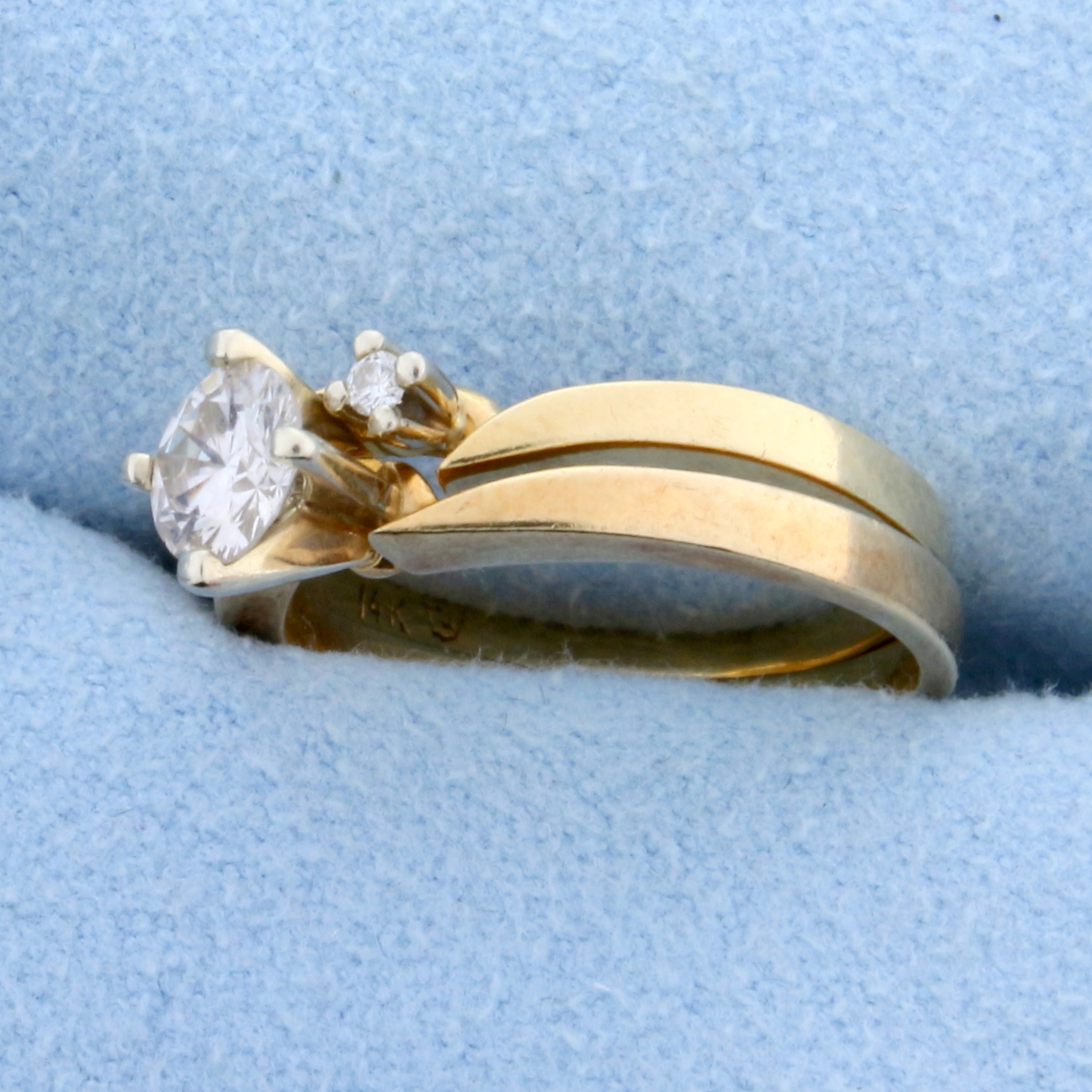 Matching Diamond Engagement Ring with Wedding Band Bridal Set in 14k ...