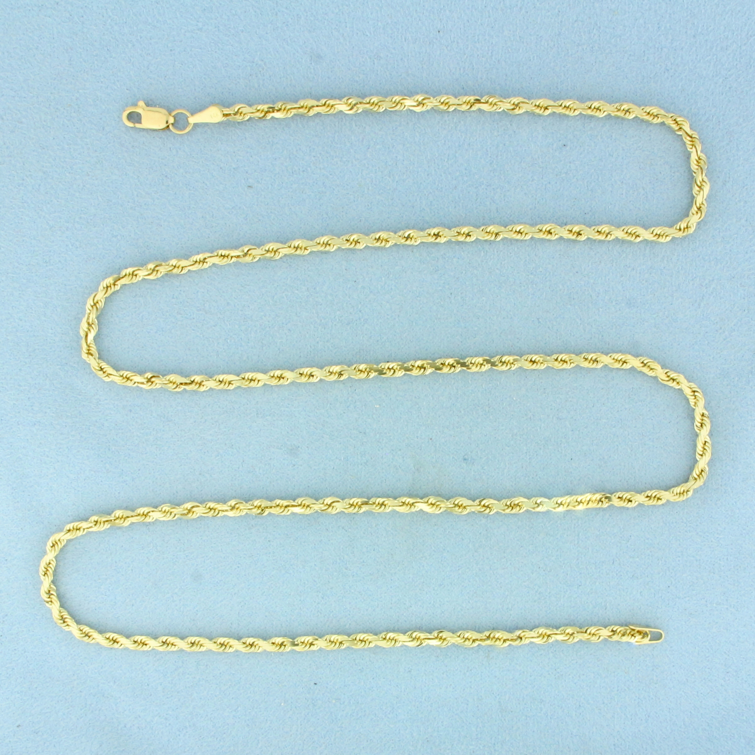 Mens 24 Inch Rope Link Chain Necklace in 14k Yellow Gold | Property Room