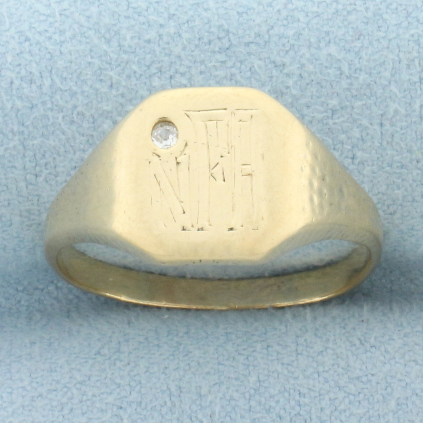 Mens Diamond Vintage Monogram Signet Ring in 14k Yellow Gold | Property ...
