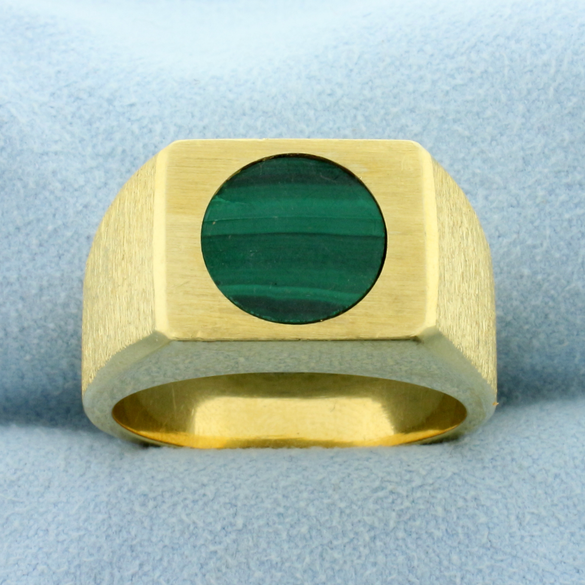 Mens Heavy Malachite Ring in 18K Yellow Gold | Property Room