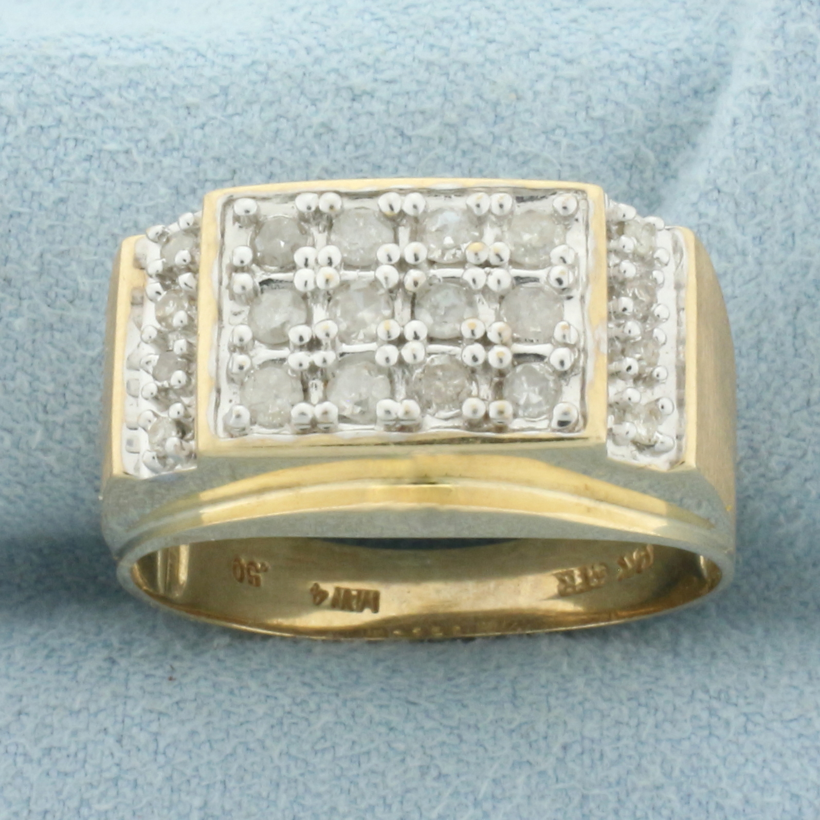 Mens Pave Diamond Ring in 10k Yellow Gold | Property Room