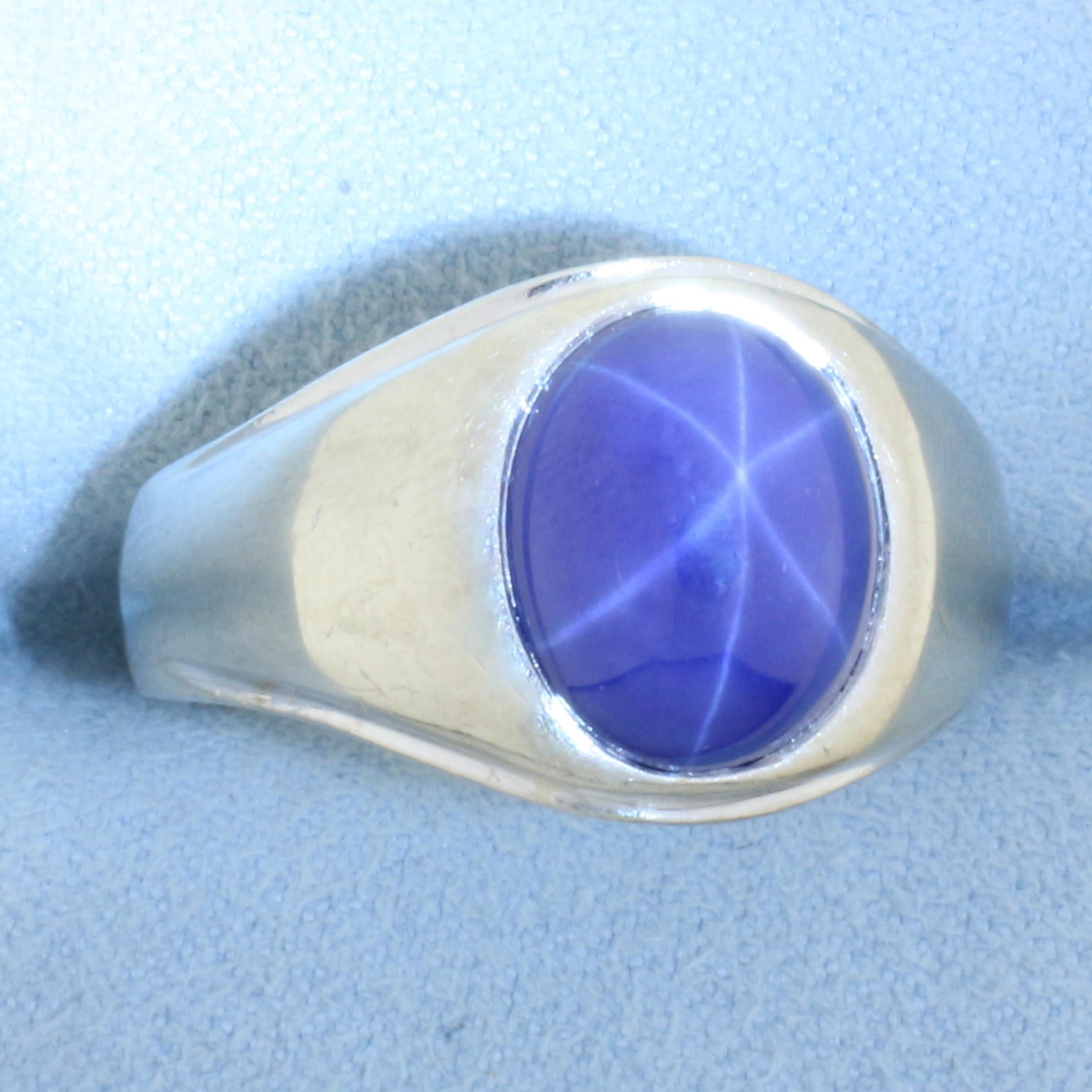 Mens Star Sapphire Ring In 14k White Gold | Property Room