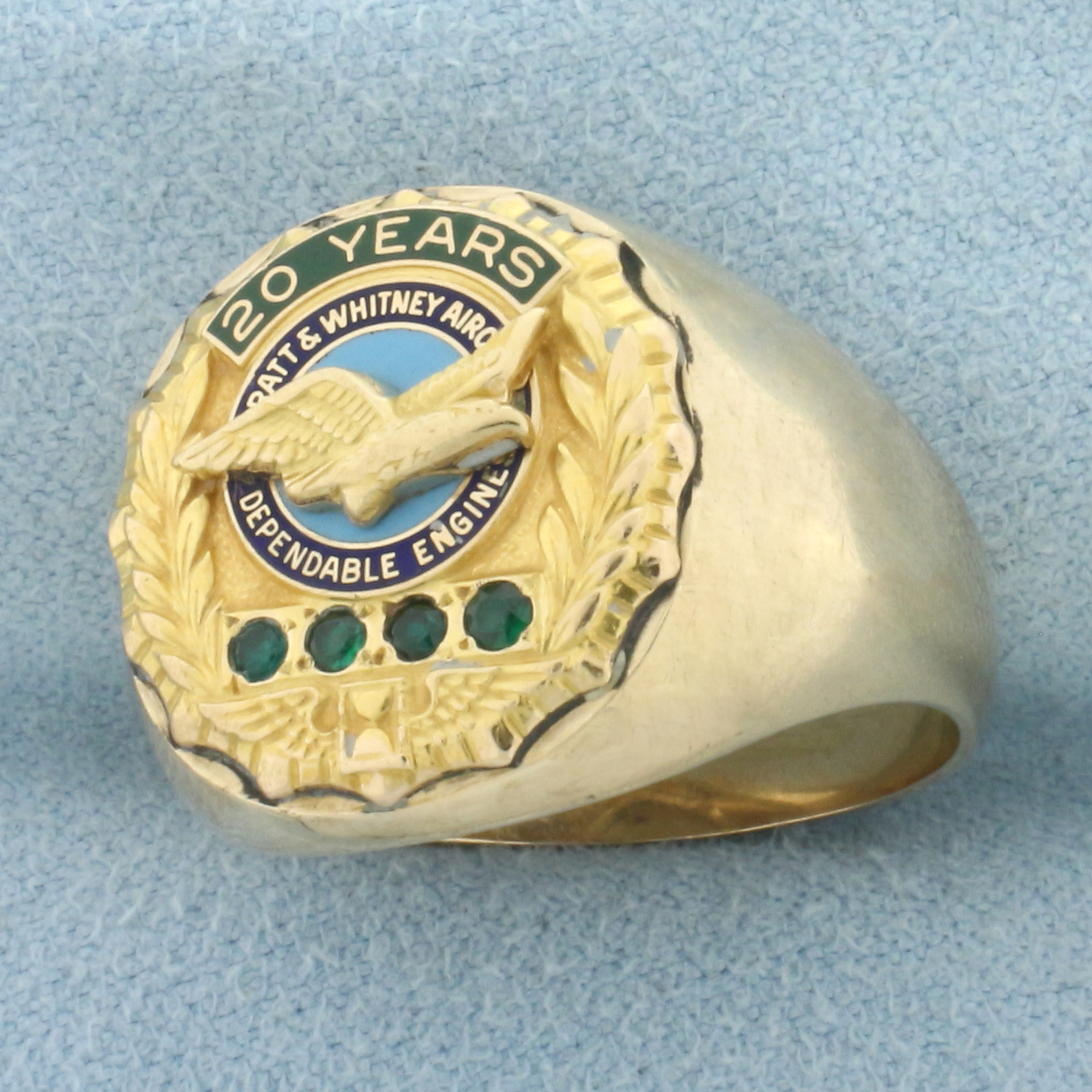 Mens Vintage Pratt and Whitney Aircraft Corporate Anniversary Ring in 10k and 14k Yellow Gold ...
