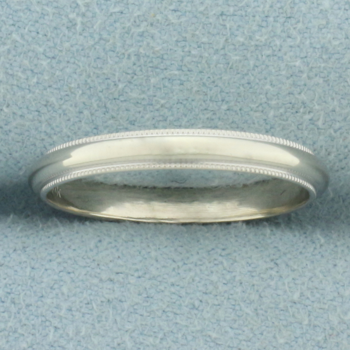 Milgrain Beaded Edge Wedding Ring Band in 14k White Gold | Property Room