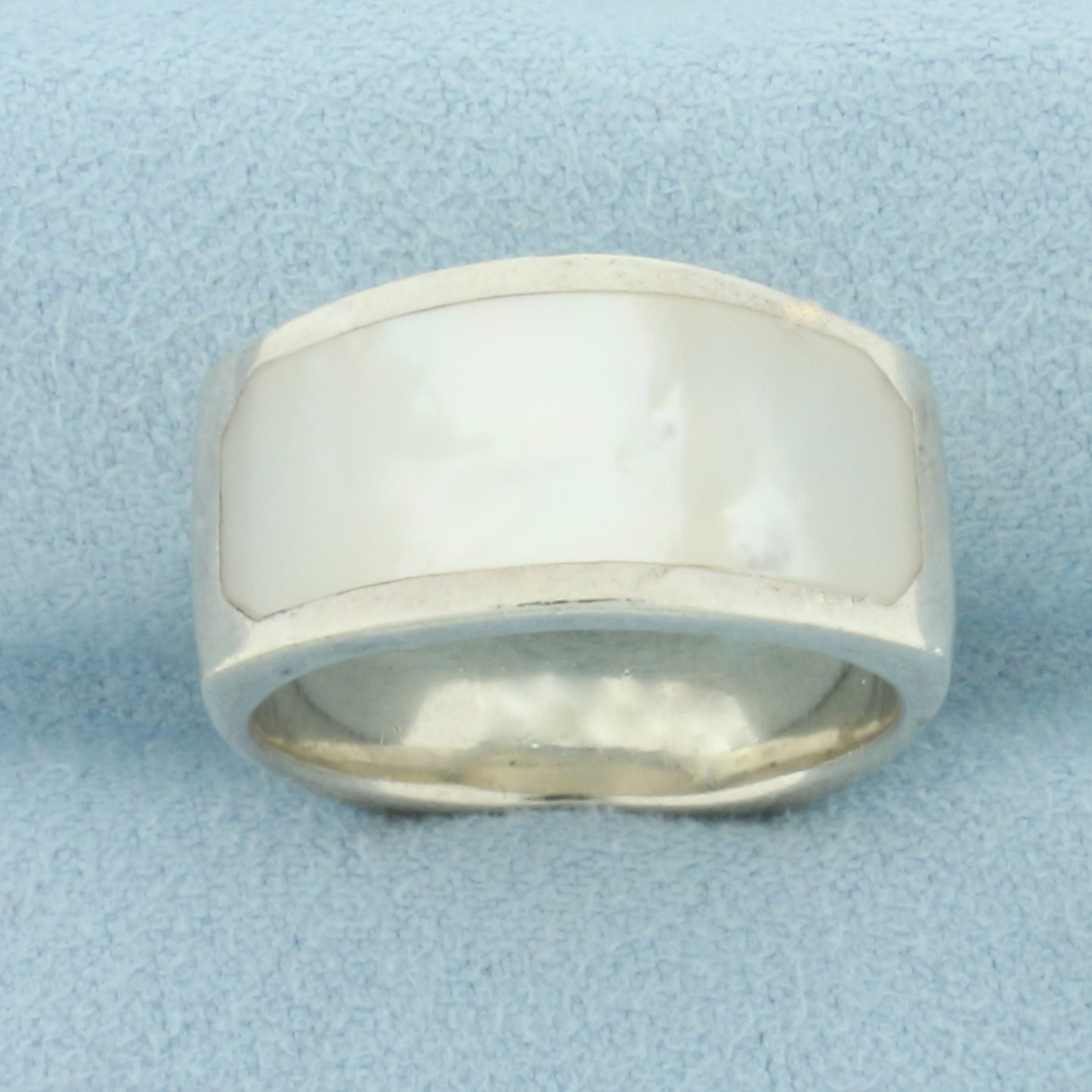 Mother of Pearl Inlay Modern Ring in Sterling Silver | Property Room